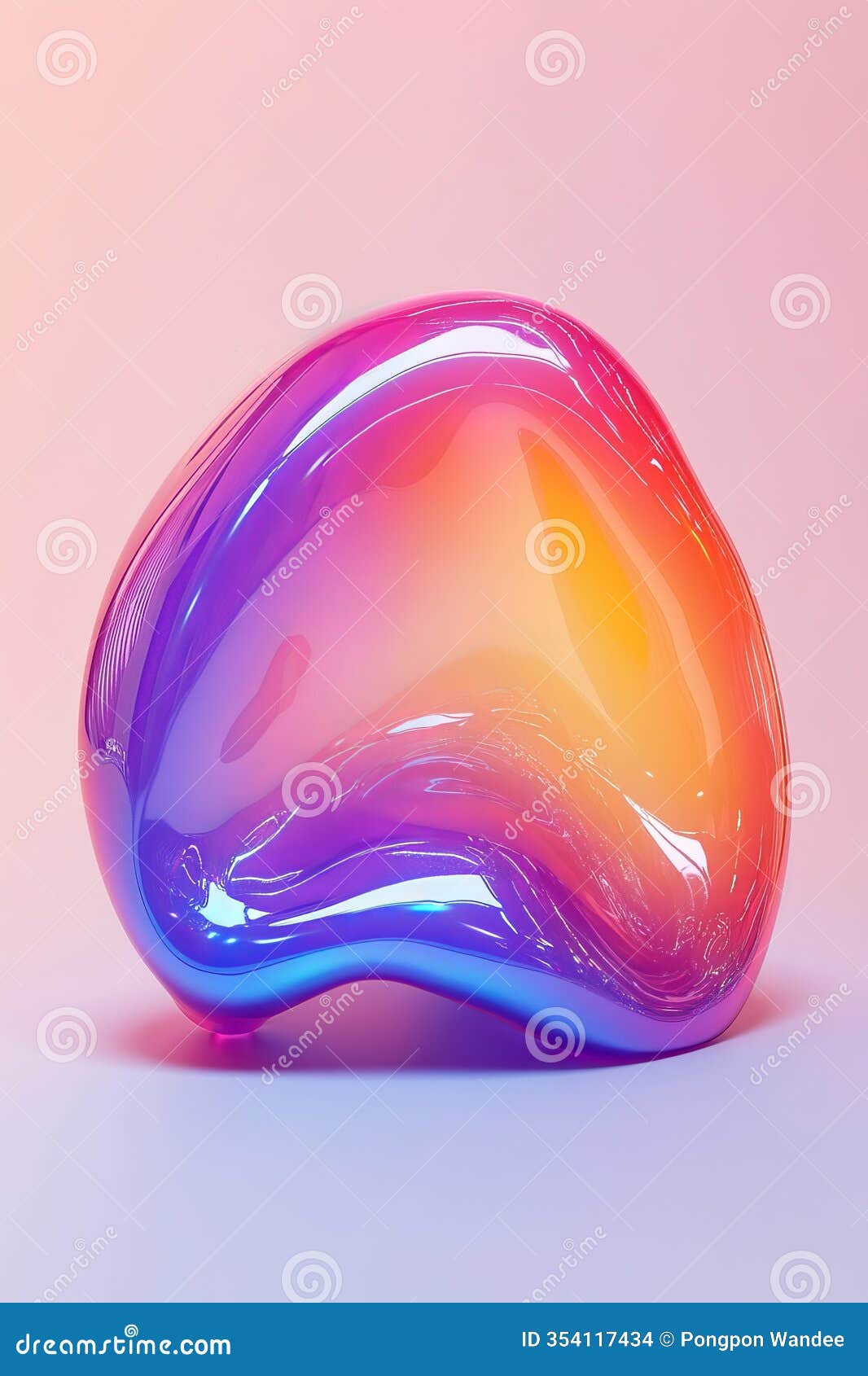 Three Dimensional Holographic Blob Shaped Liquid Melted Object on Soft ...