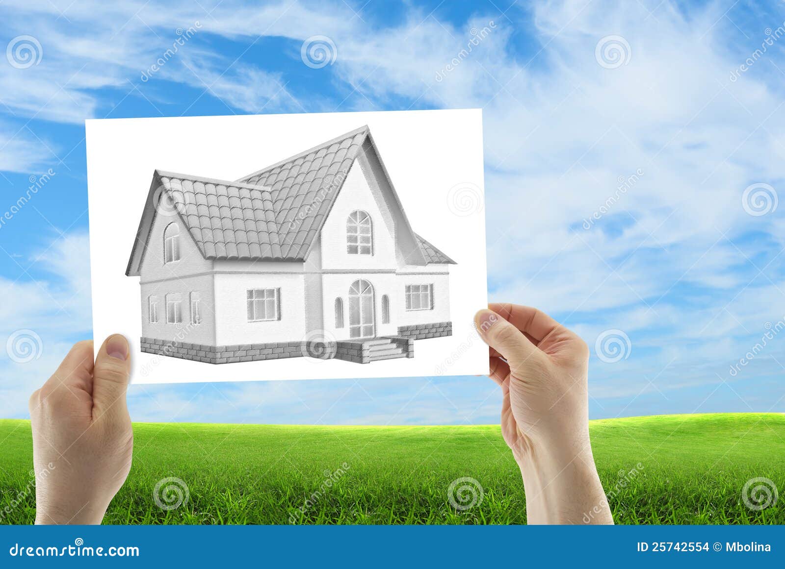 Three Dimensional House Sketch Stock Photo - Image of metaphor, field ...