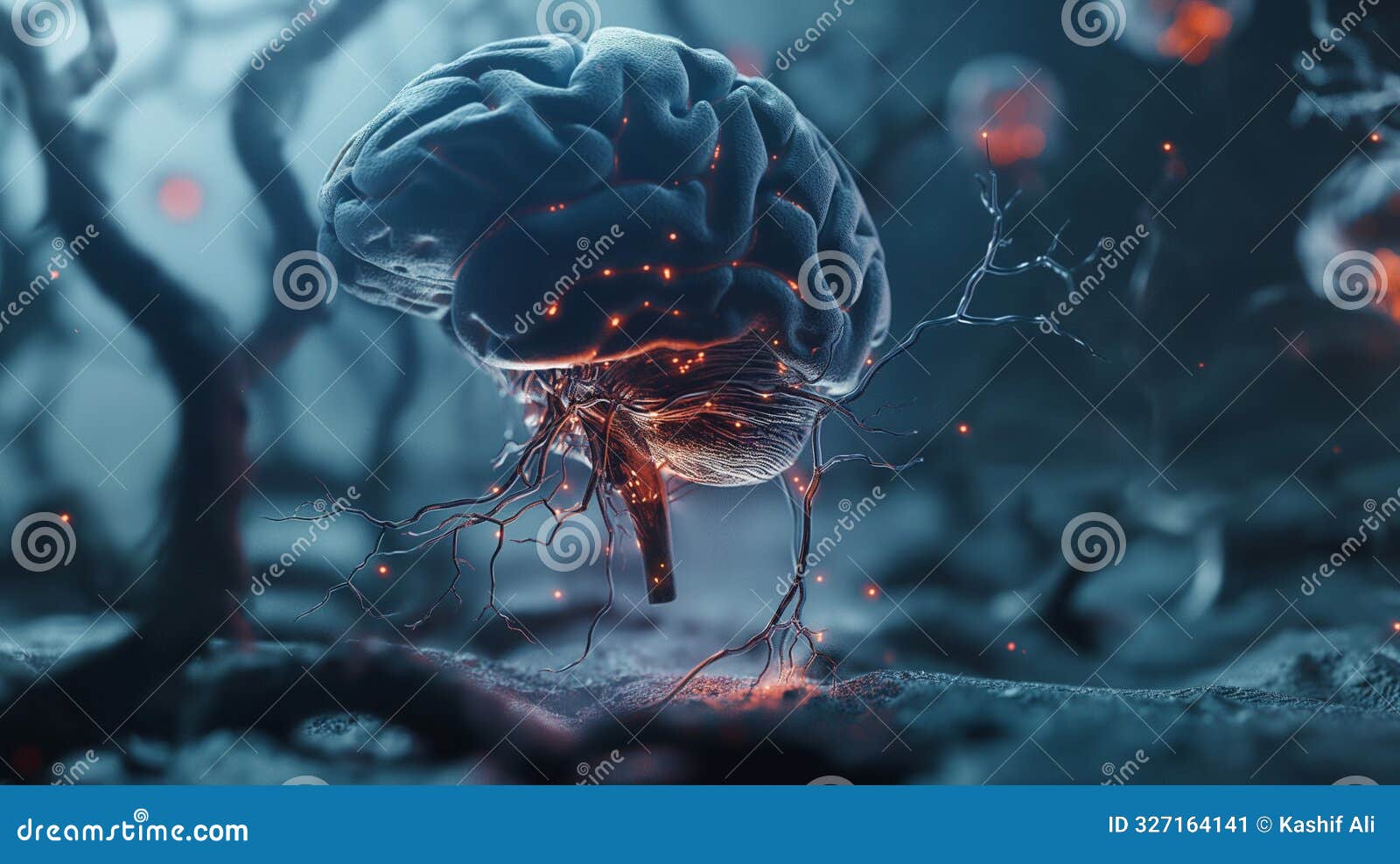 Three-dimensional Model of the Human Brain Stock Illustration ...