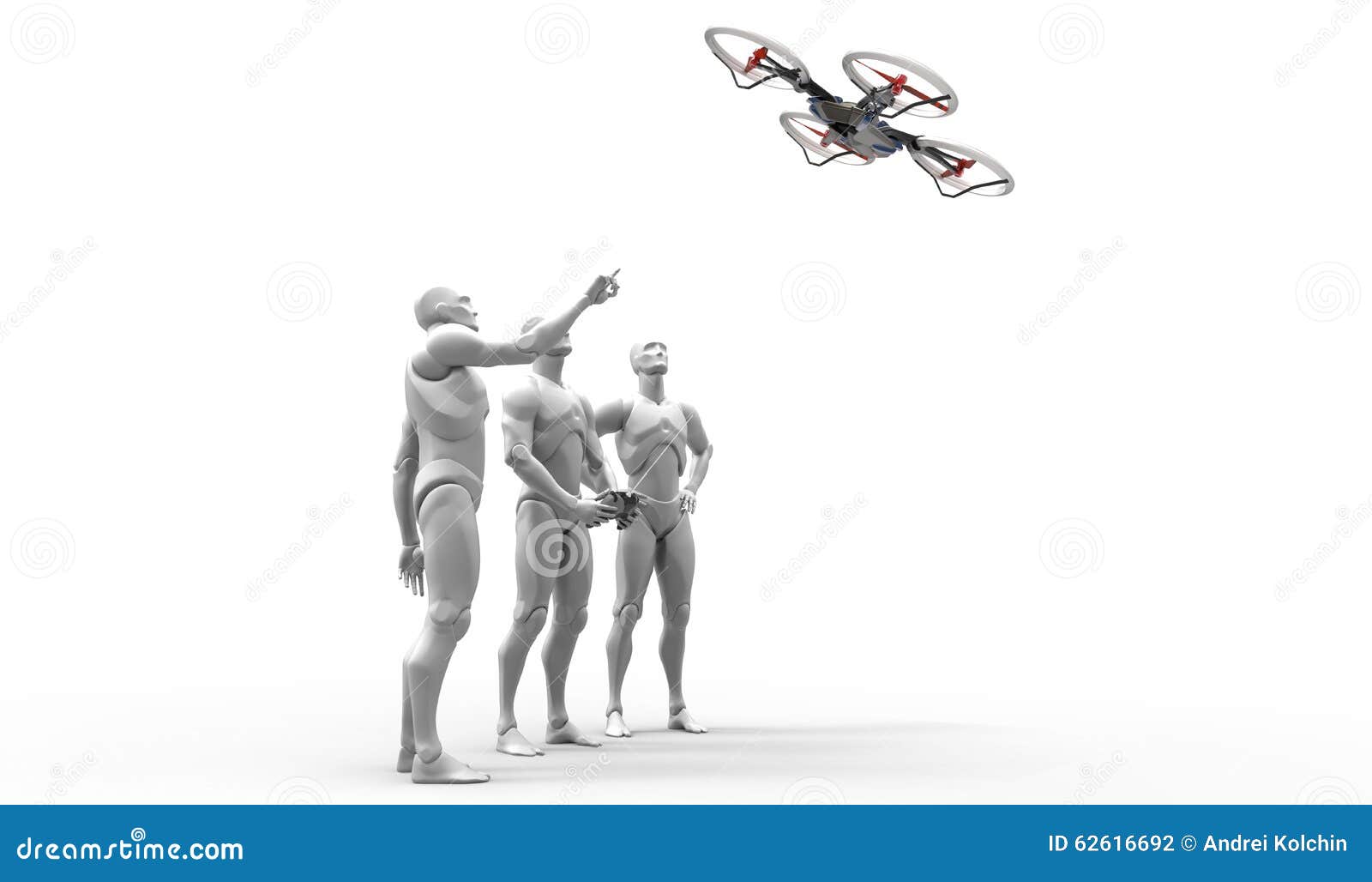 Three Dimensional Human Play with Quadcopter Stock Illustration ...