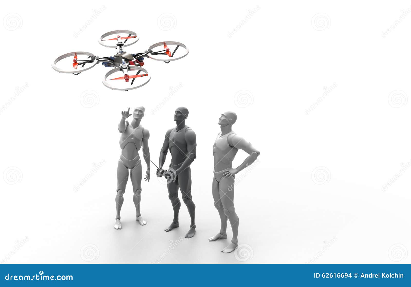 Three Dimensional Human Play with Quadcopter Stock Illustration ...
