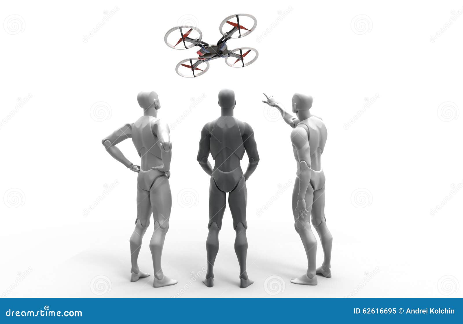 Three Dimensional Human Play with Quadcopter Stock Illustration ...