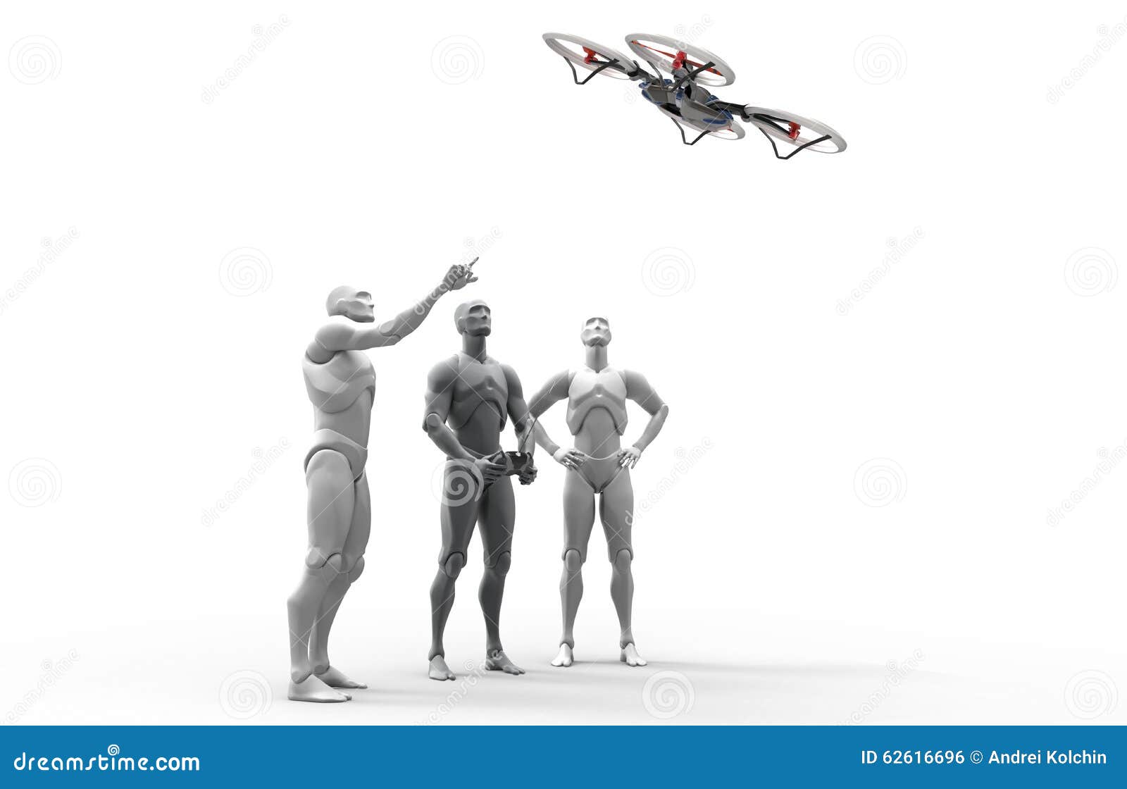 Three Dimensional Human Play with Quadcopter Stock Illustration ...