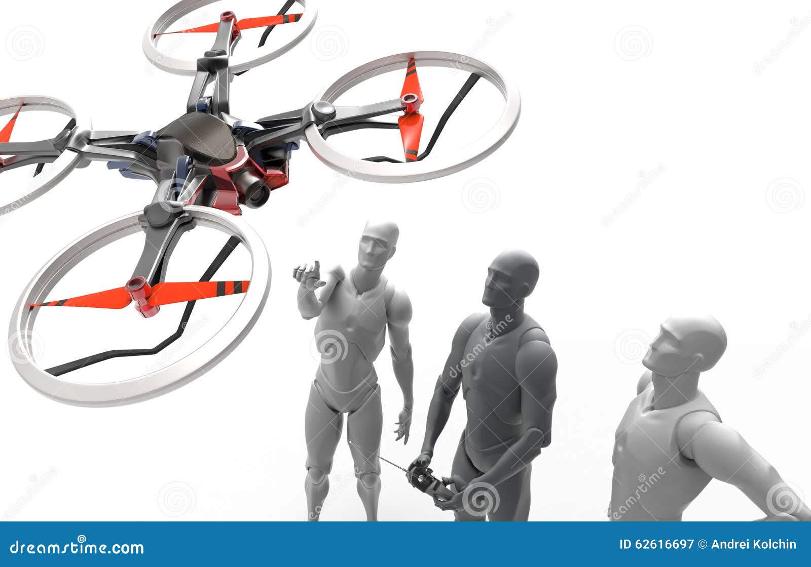 Three Dimensional Human Play with Quadcopter Stock Illustration ...