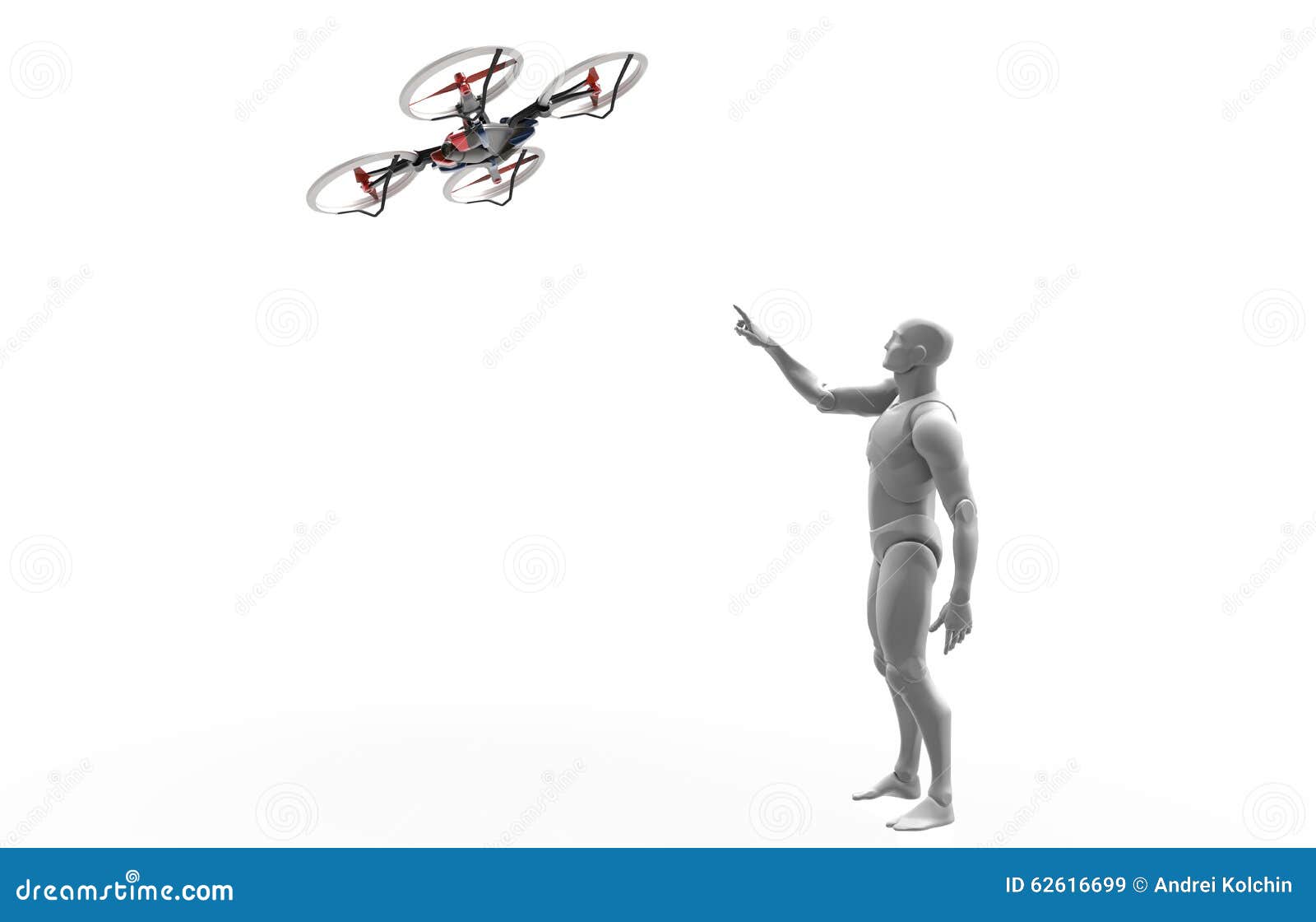 Three Dimensional Human Play with Quadcopter Stock Illustration ...