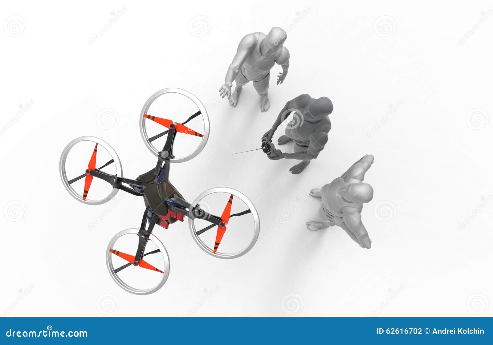 Three Dimensional Human Play with Quadcopter Stock Illustration ...