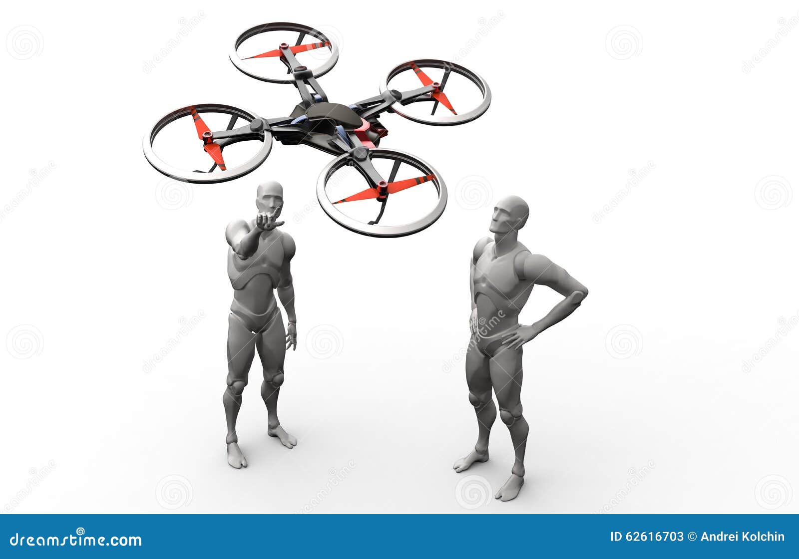 Three Dimensional Human Play with Quadcopter Stock Illustration ...