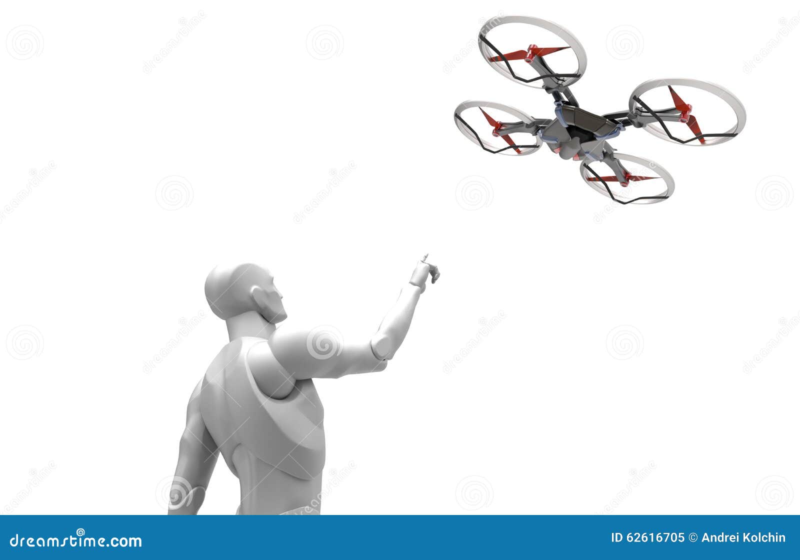 Three Dimensional Human Play with Quadcopter Stock Illustration ...