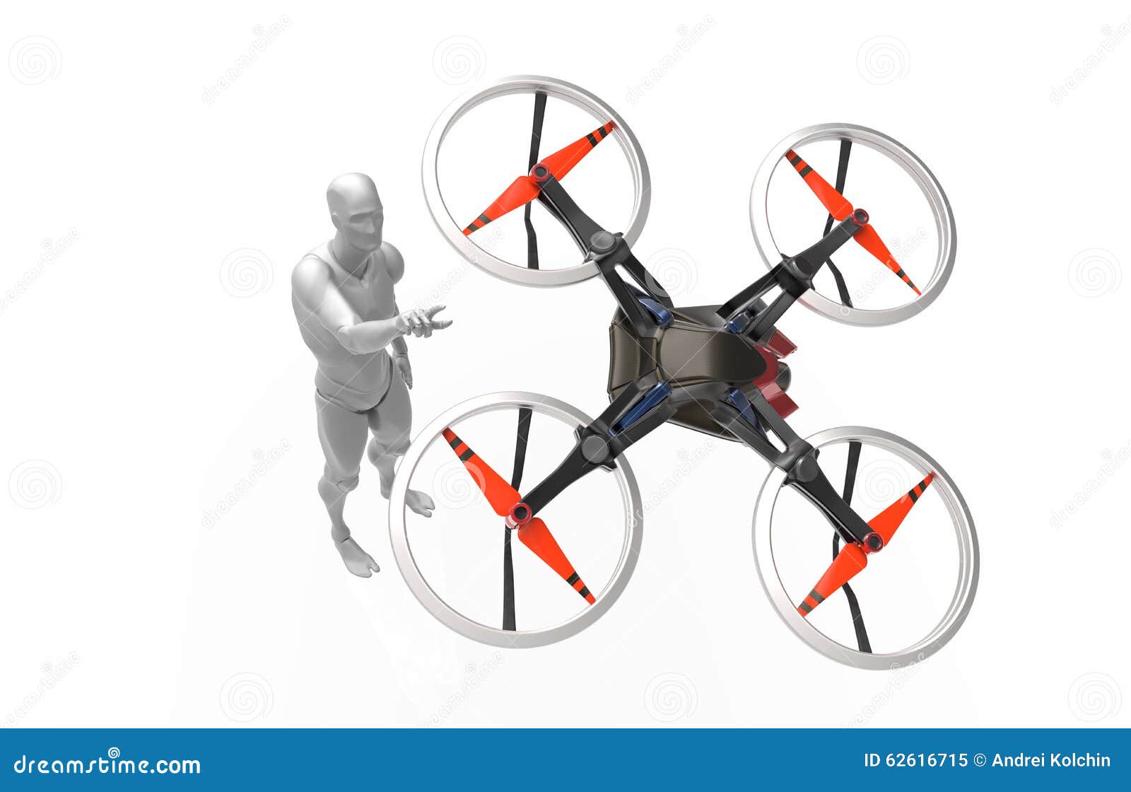 Three Dimensional Human Play with Quadcopter Stock Illustration ...