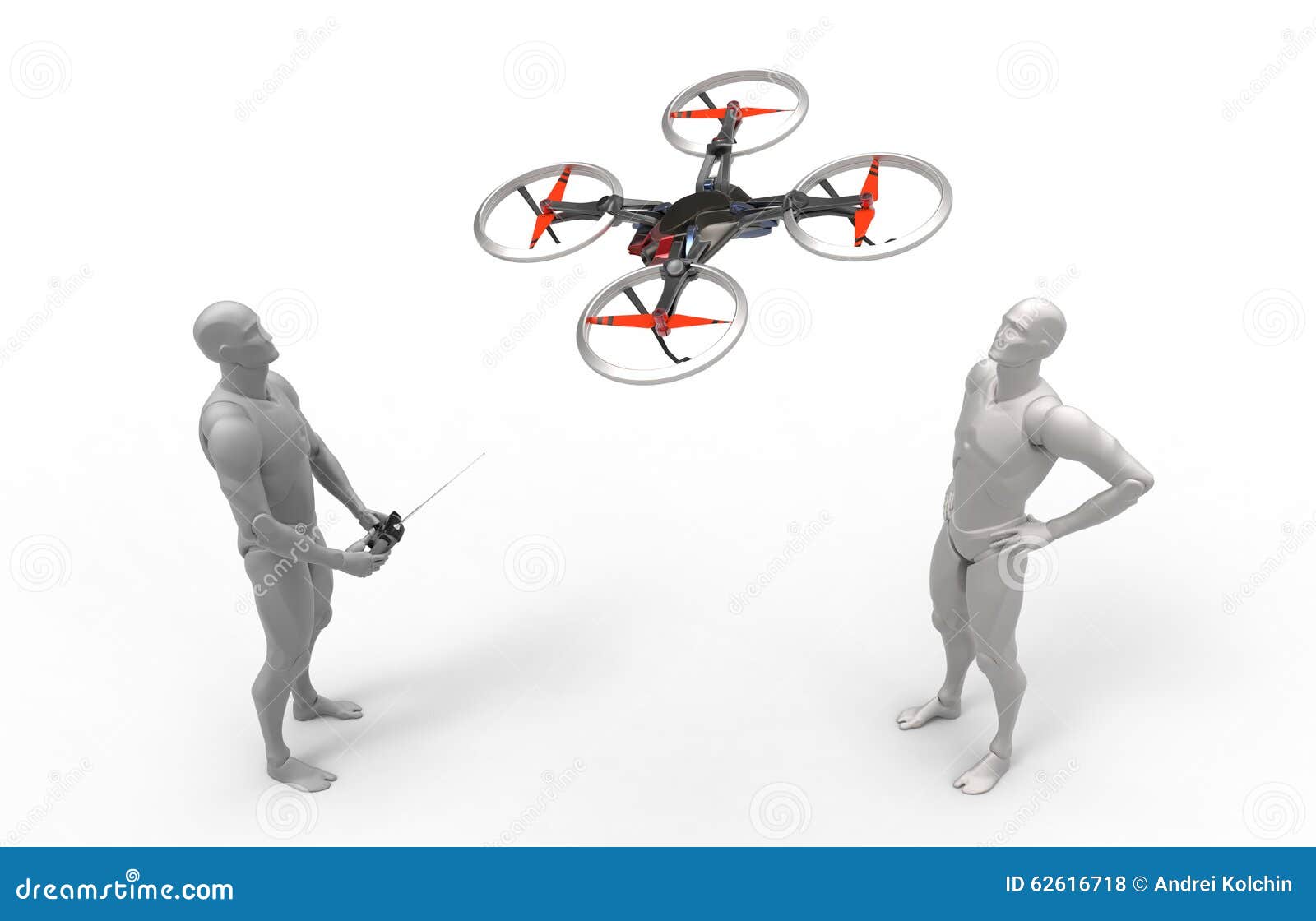 Three Dimensional Human Play with Quadcopter Stock Illustration ...