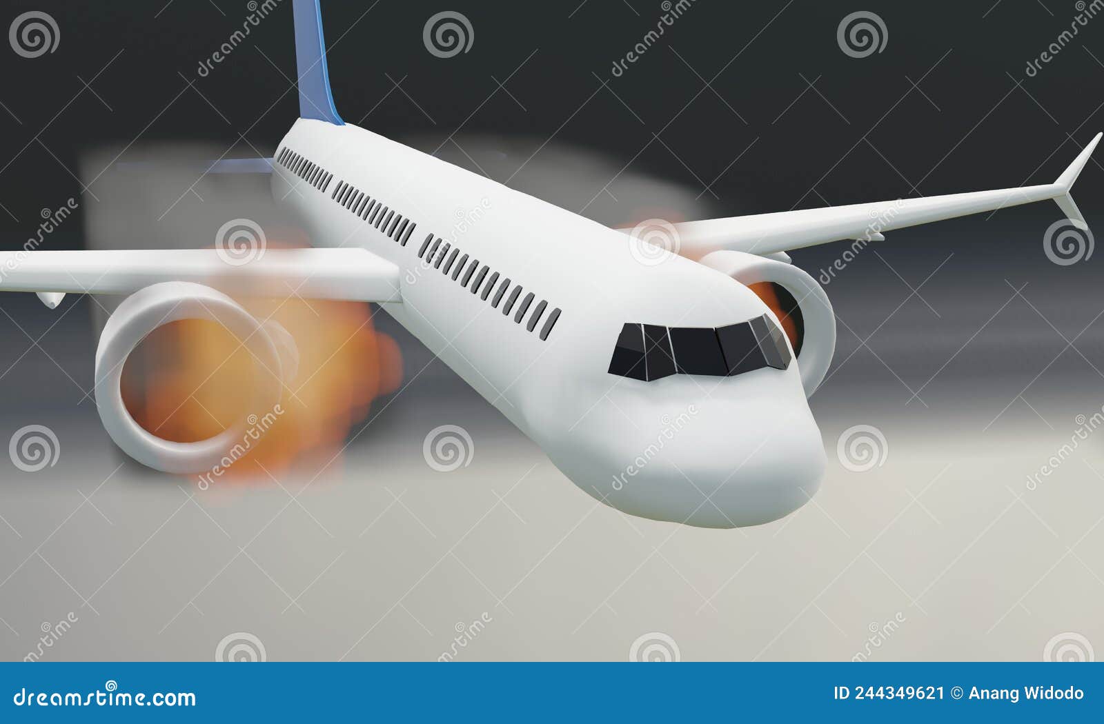 Three-dimensional Illustration 3D Dramatization Of Boeing 737 Airplane ...