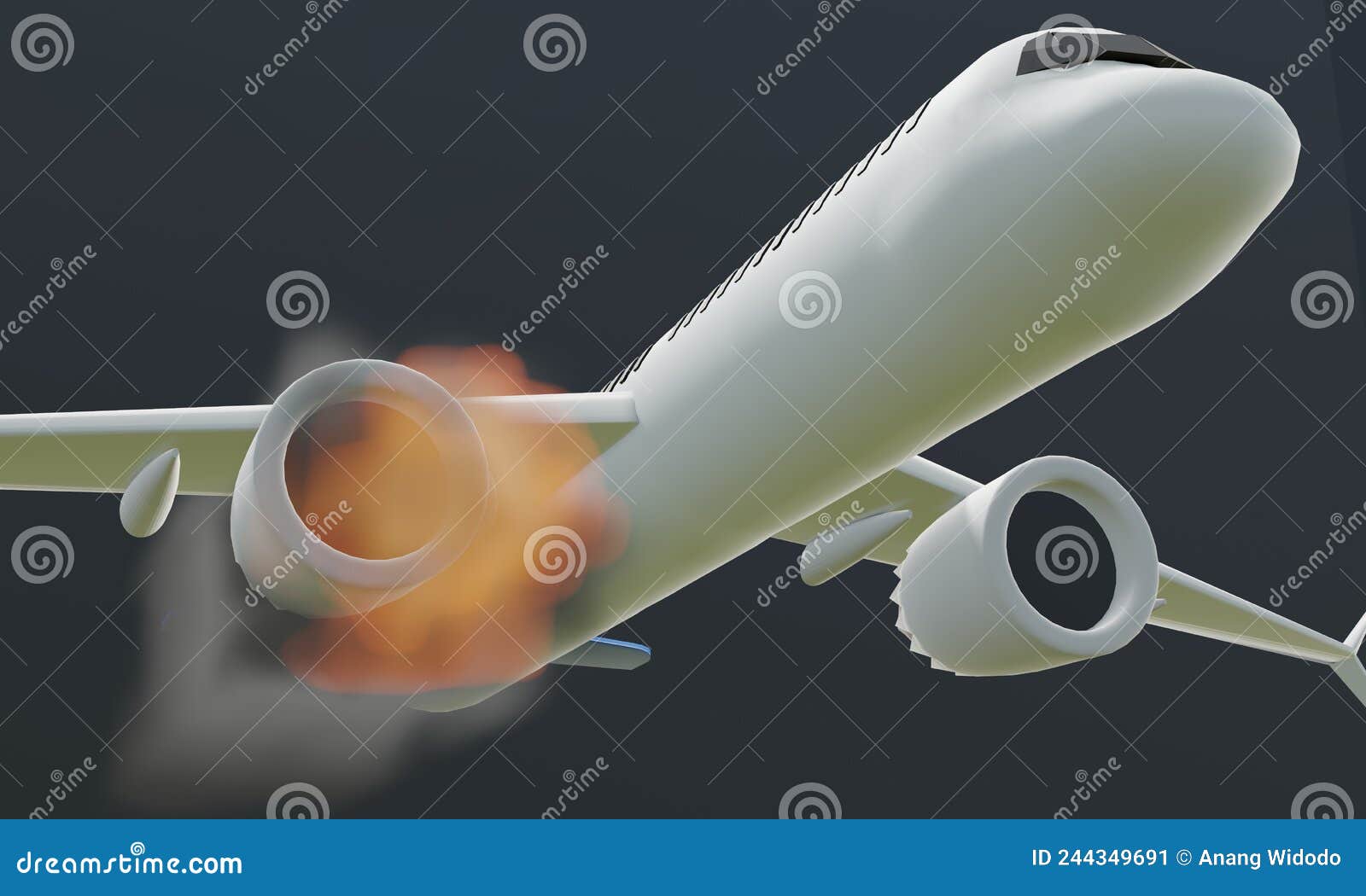 Three-dimensional Illustration 3D Dramatization Of Boeing 737 Airplane ...