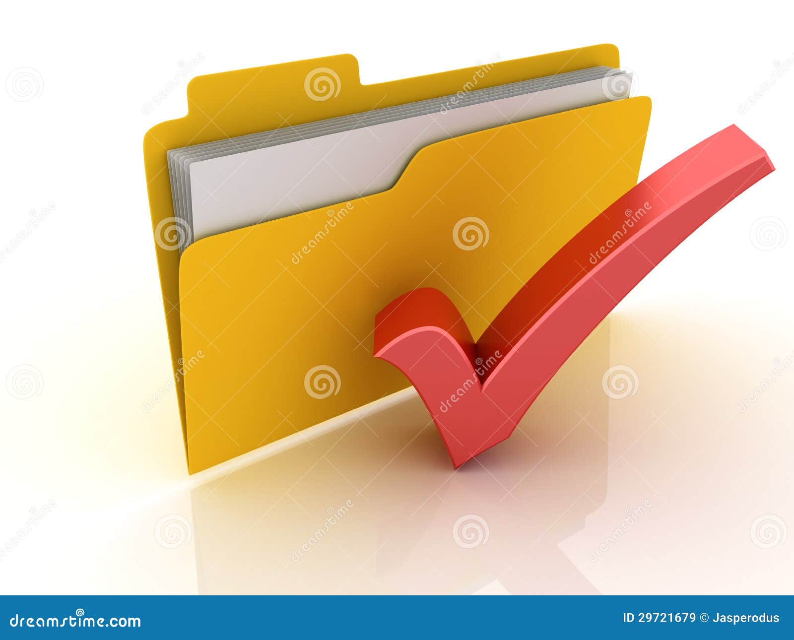 3D Folder with Red Check Mark Stock Illustration - Illustration of ...