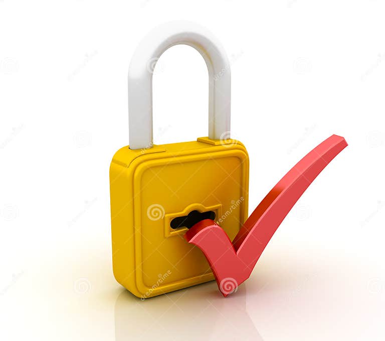 Padlock and Check Mark stock illustration. Illustration of design ...