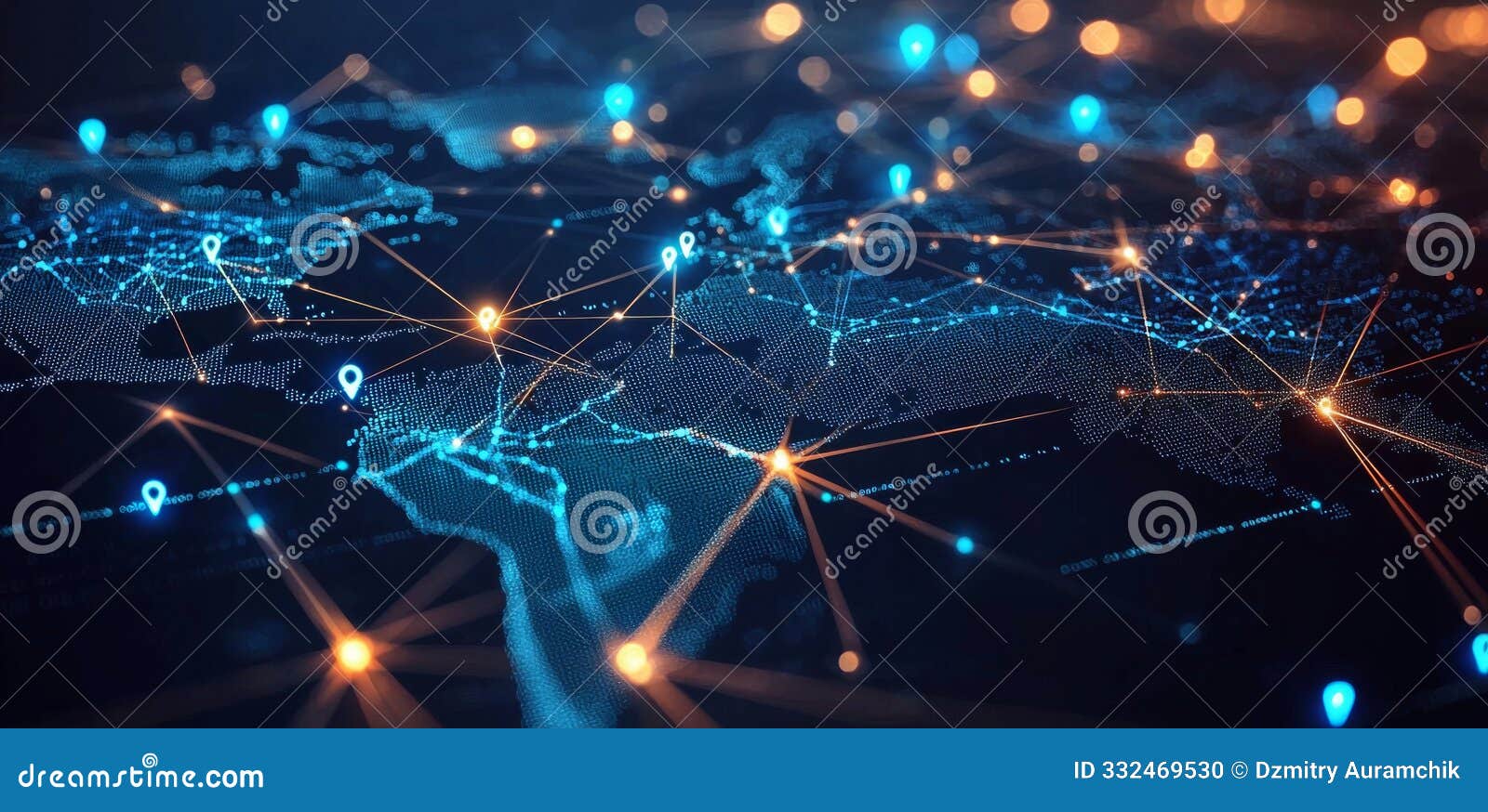 Three-dimensional Illustration with Shallow Depth of Field. Map of ...