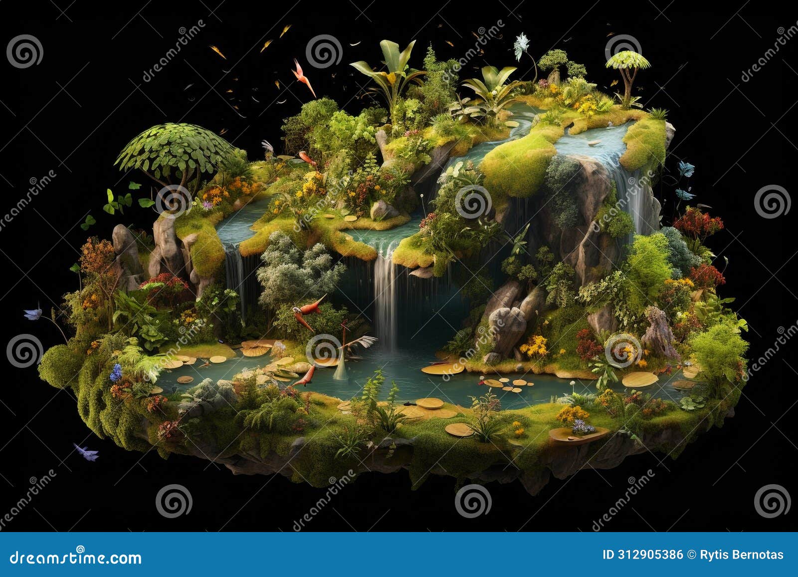 Three Dimensional Illustration of Small Ecosystem World Stock ...