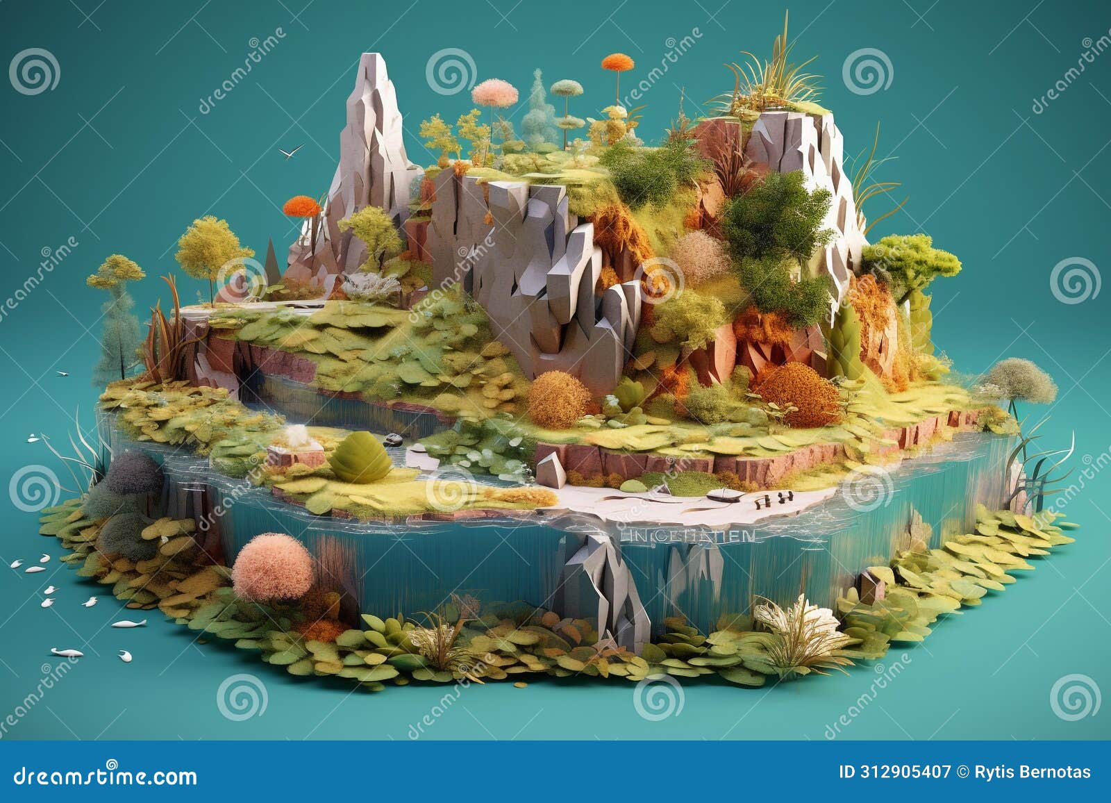 Three Dimensional Illustration of Small Ecosystem World Stock ...