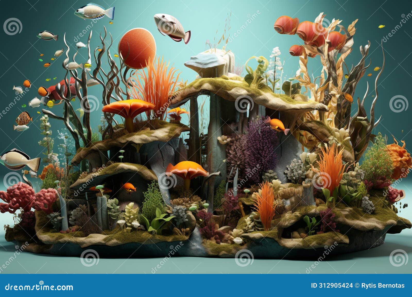 Three Dimensional Illustration of Small Ecosystem World Stock ...