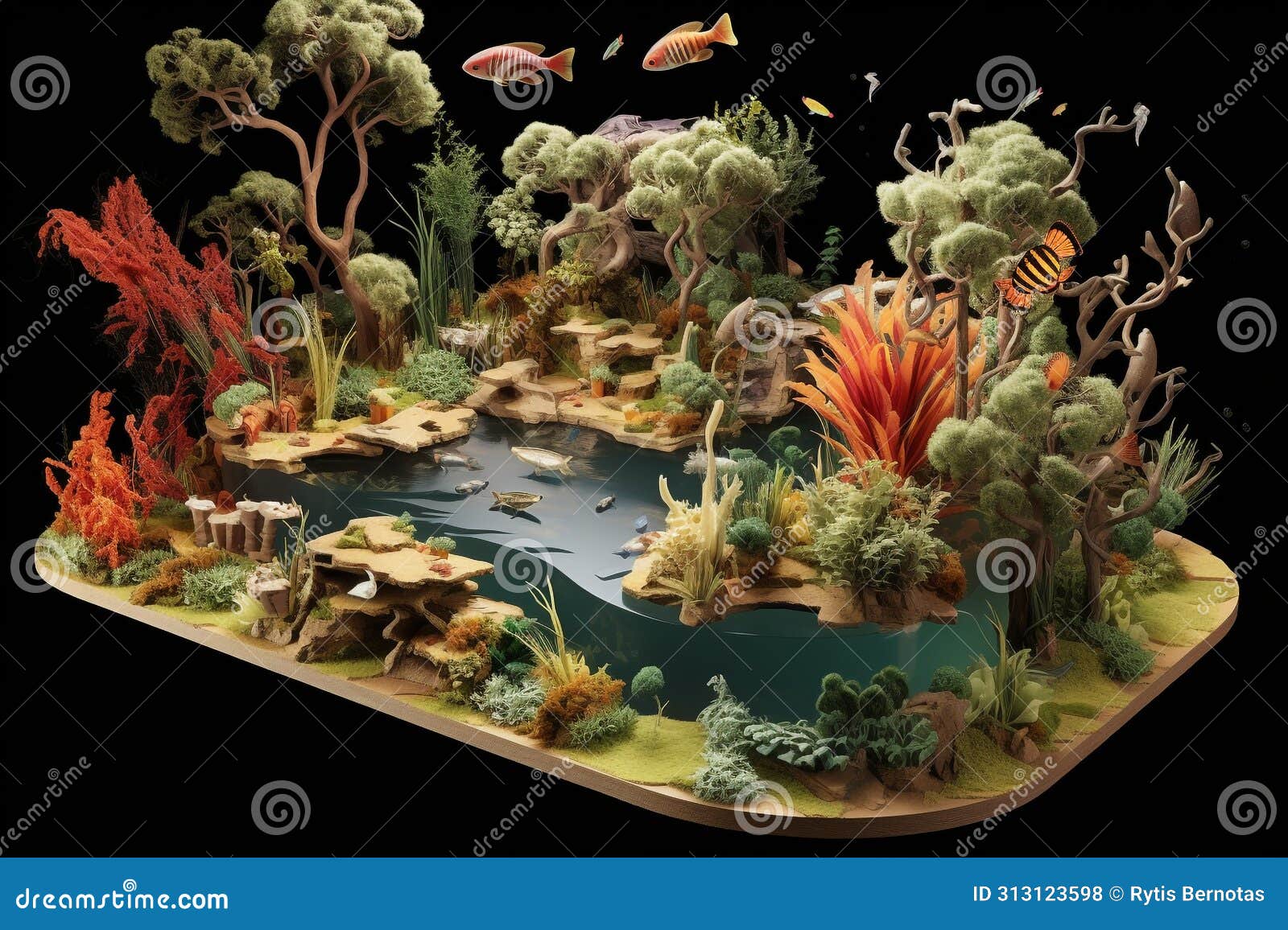 Three Dimensional Illustration of Small Ecosystem World Stock ...