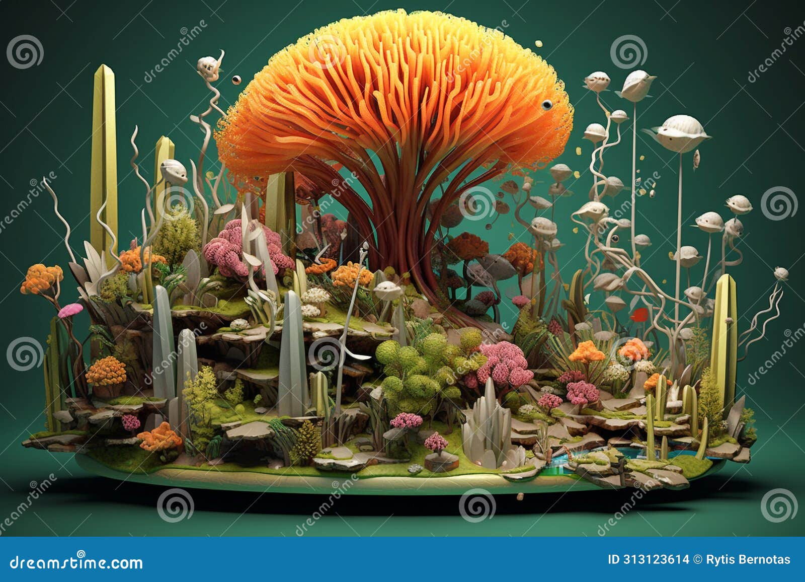 Three Dimensional Illustration of Small Ecosystem World Stock ...