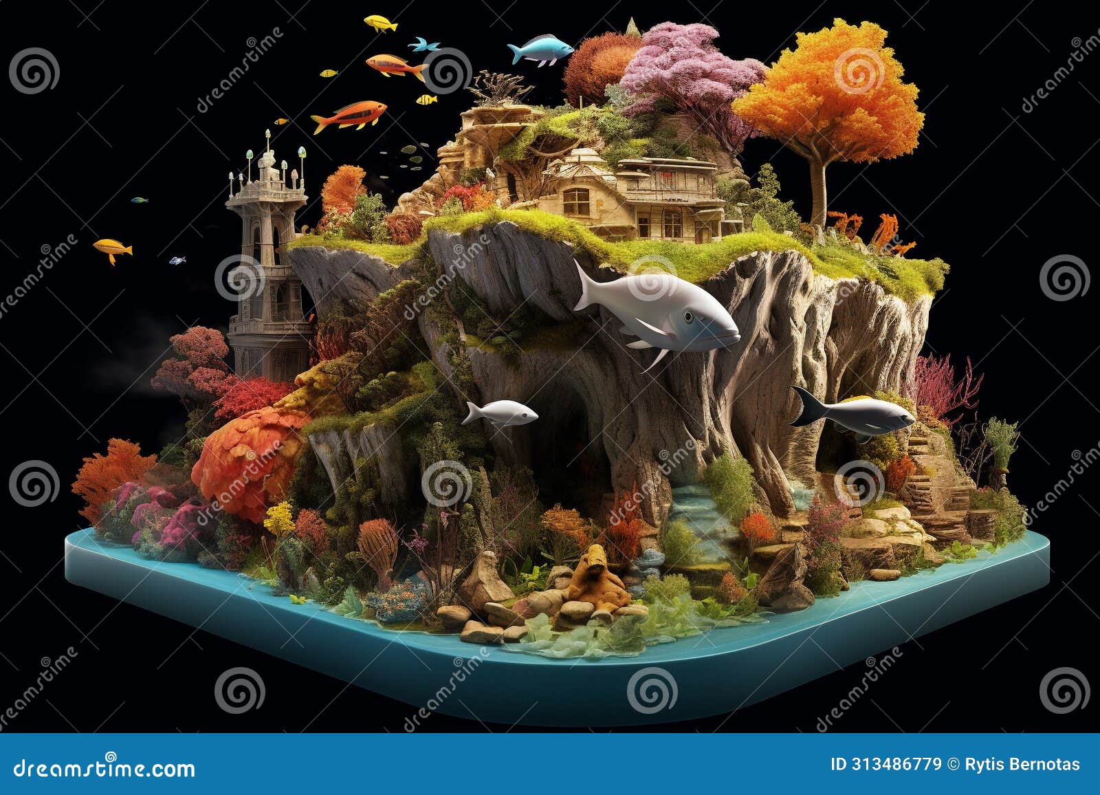 Three Dimensional Illustration of Small Ecosystem World Stock ...