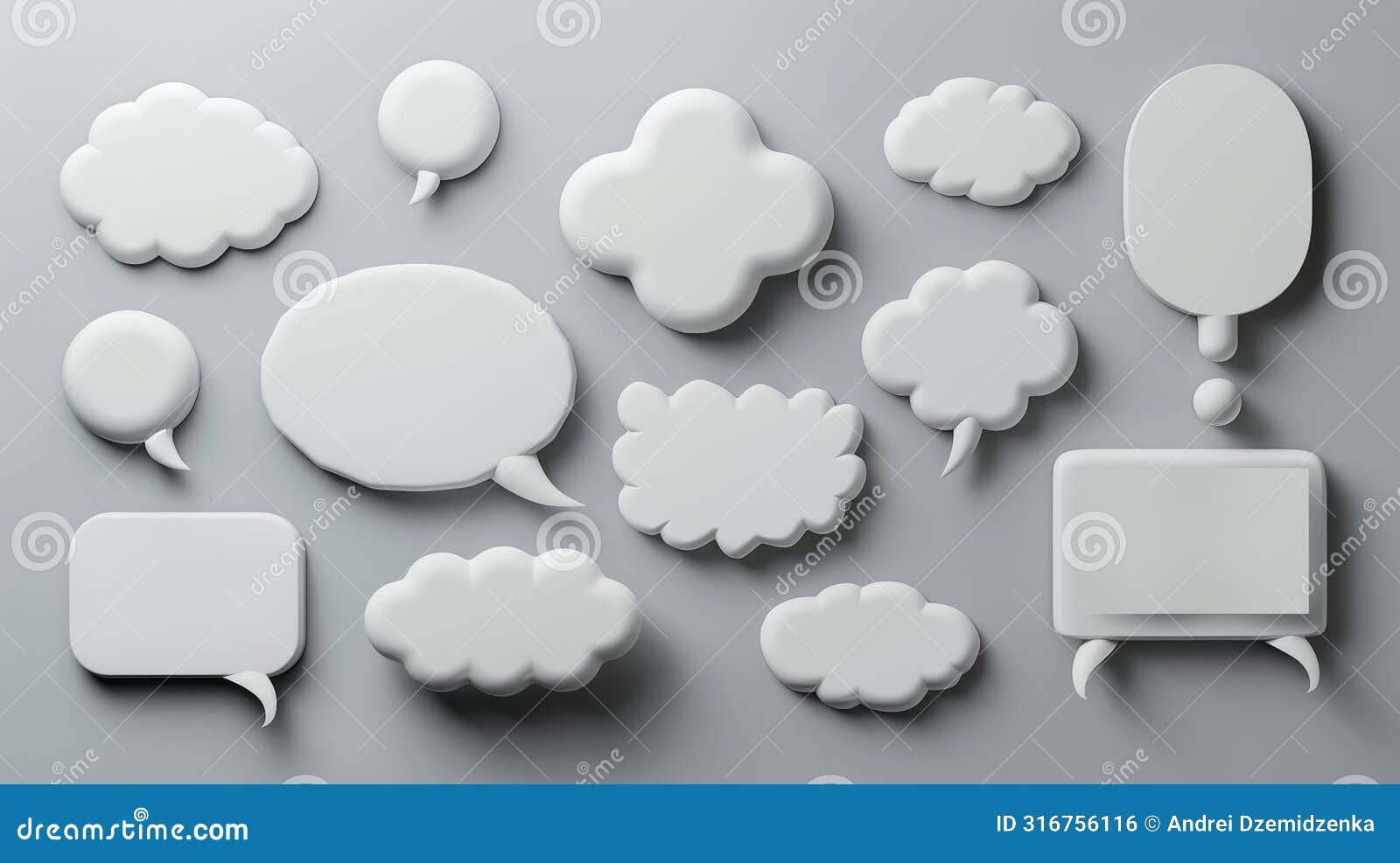 Three-dimensional Illustration of White Speech Bubbles with Chat Icons ...