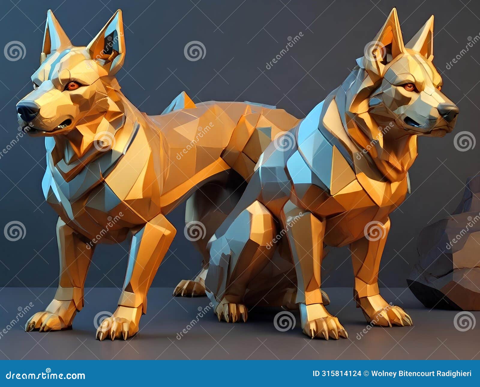Three Dimensional Image of Dogs 3 Stock Illustration - Illustration of ...