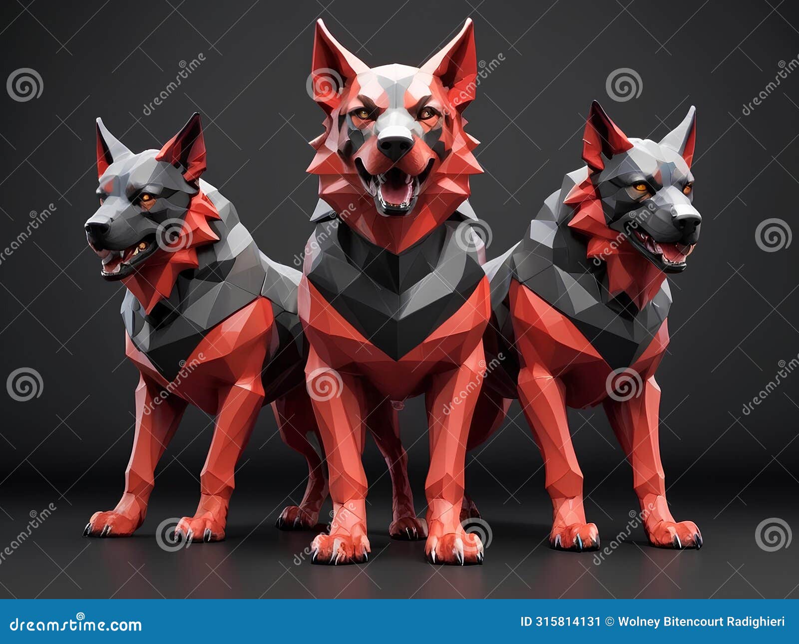 Three Dimensional Image of Dogs 2 Stock Illustration - Illustration of ...