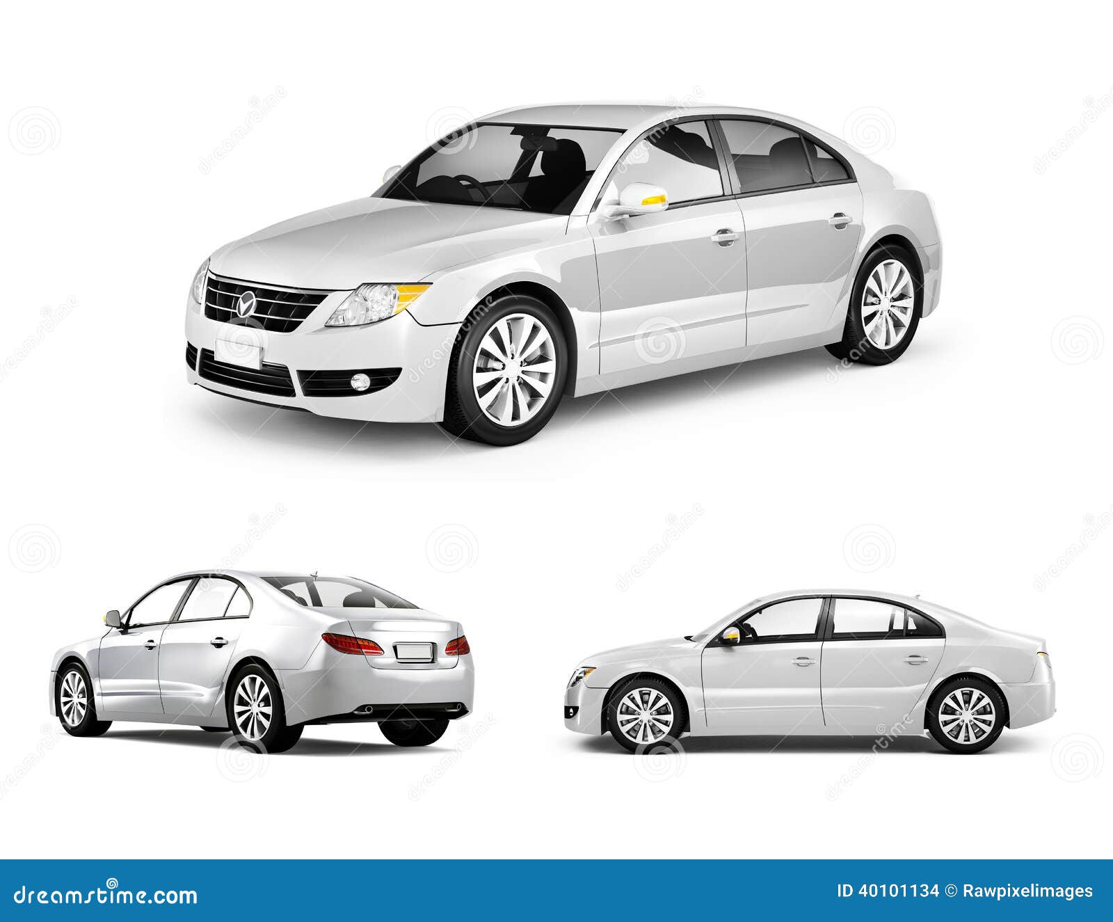 Three Dimensional Image of White Car Stock Illustration - Illustration ...