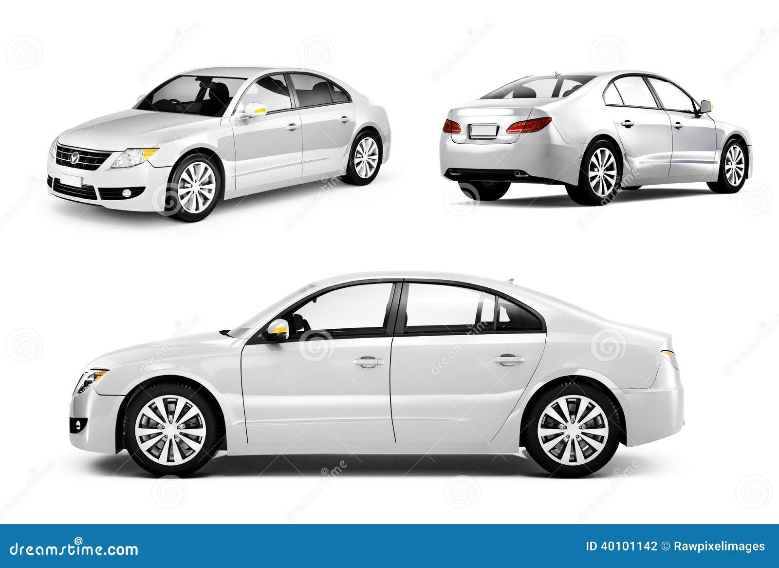 Three Dimensional Image of a White Car Stock Illustration ...