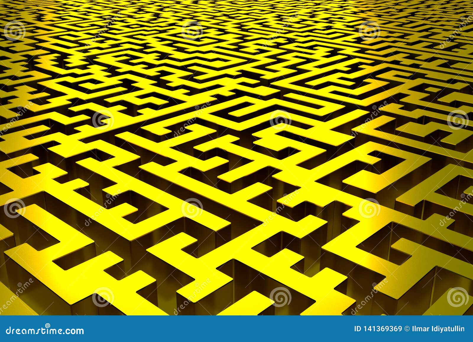 Three-dimensional Infinite Golden Maze. Perspective View of the ...