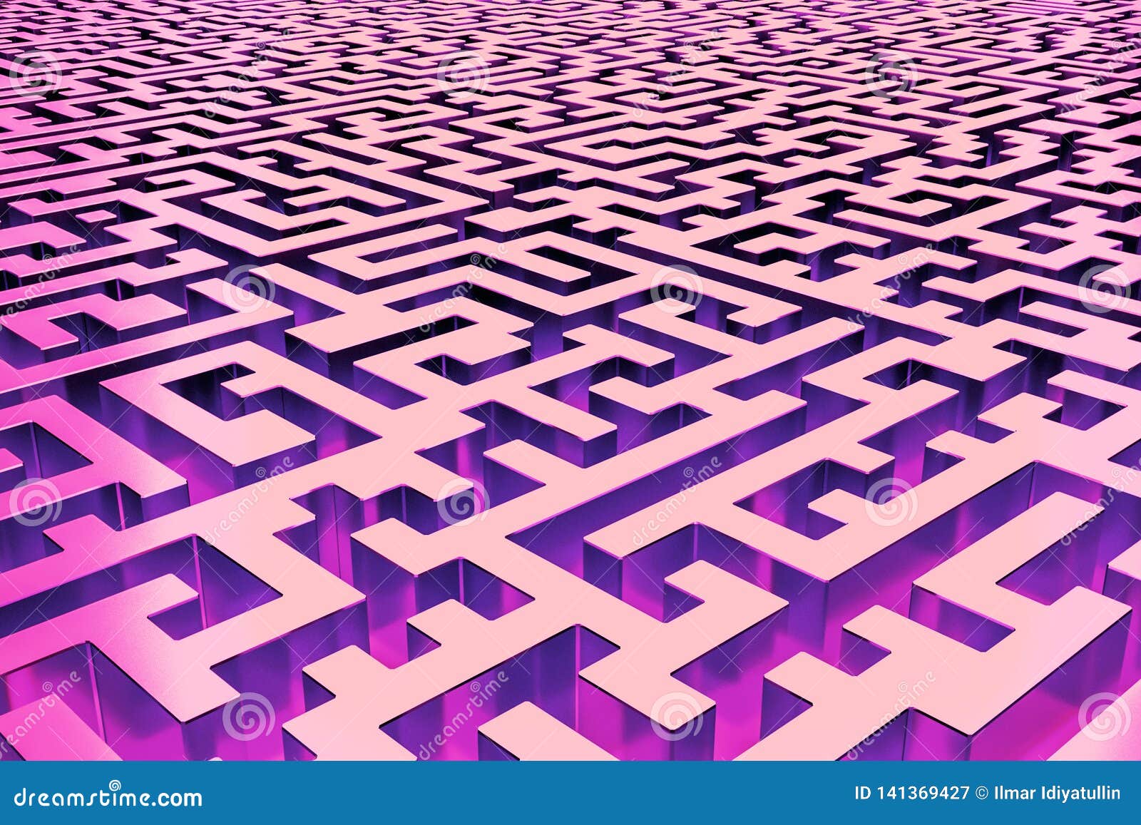 Three-dimensional Infinite Maze in Red and Purple, Lit from the Inside ...