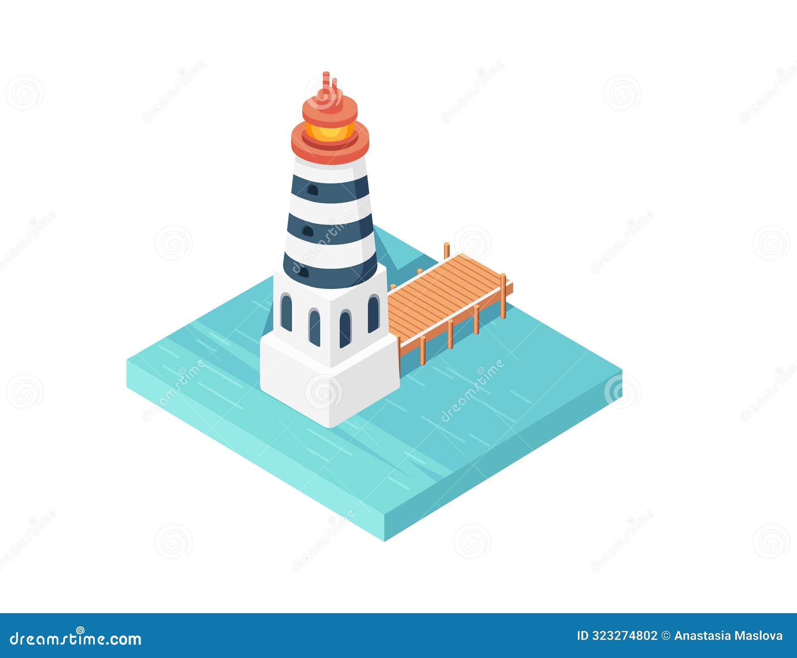 Three-dimensional Isometric View of the Lighthouse. Classic Retro ...