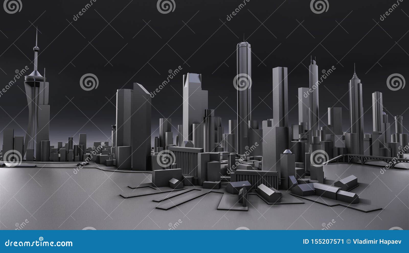 Three-dimensional Landscape of the Modern City. the Huge Layout of the ...