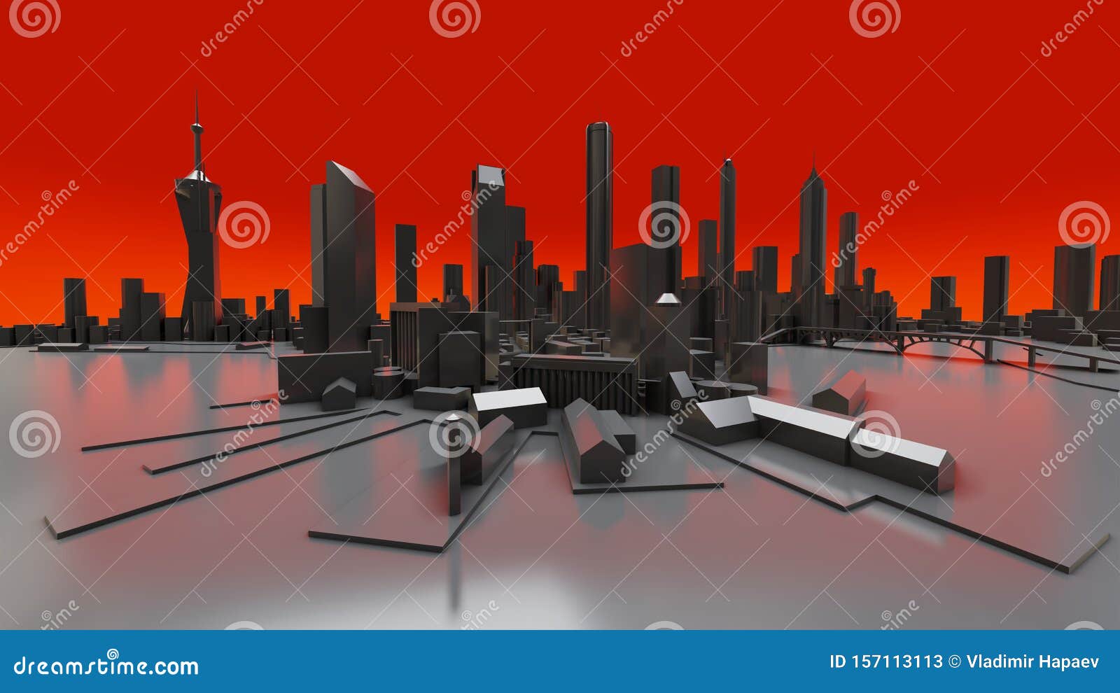 Three-dimensional Landscape of the Modern City. the Huge Layout of the ...