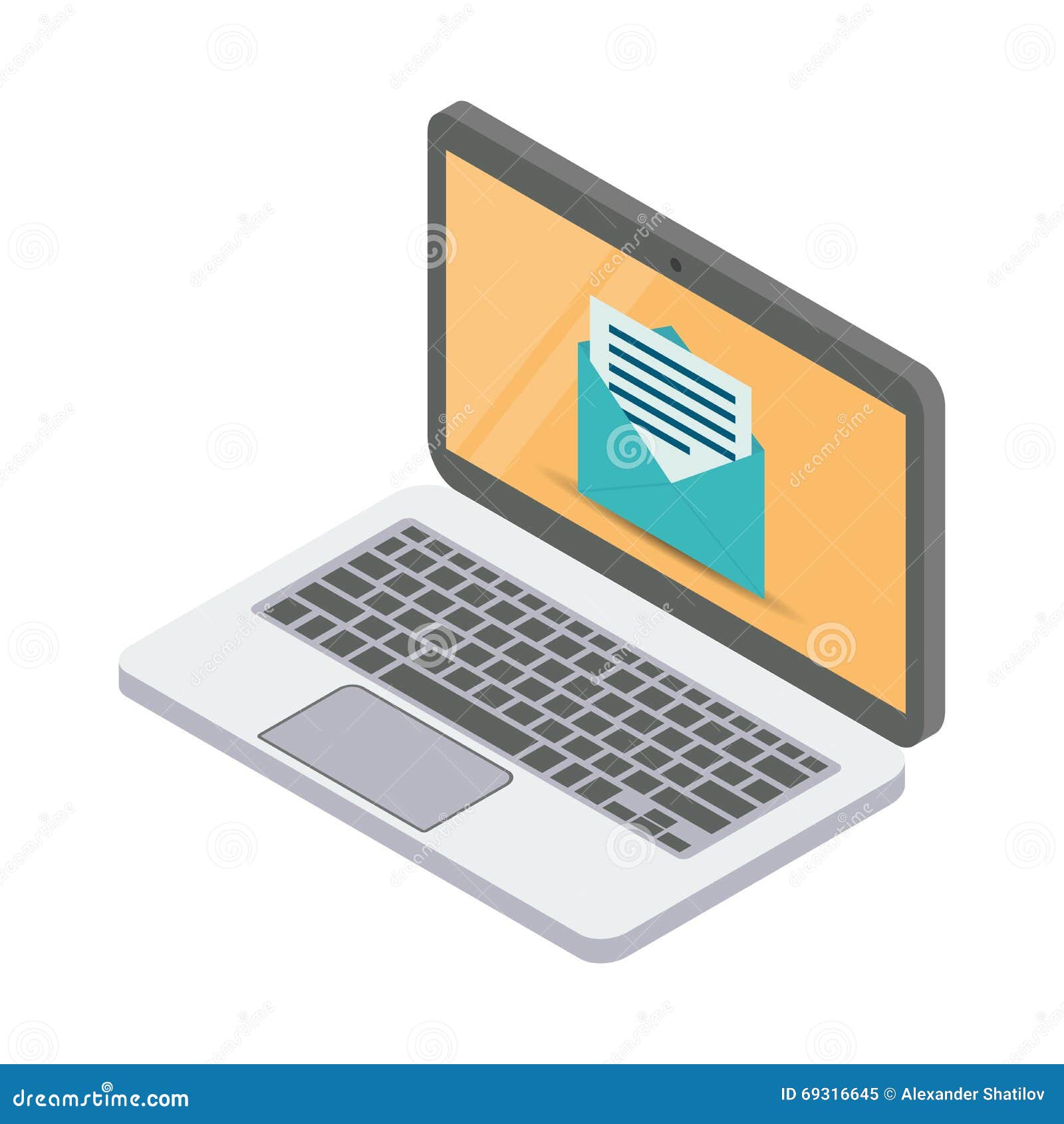 Laptop With Mail Symbol Flat Framed Icons Stock Photo | CartoonDealer ...