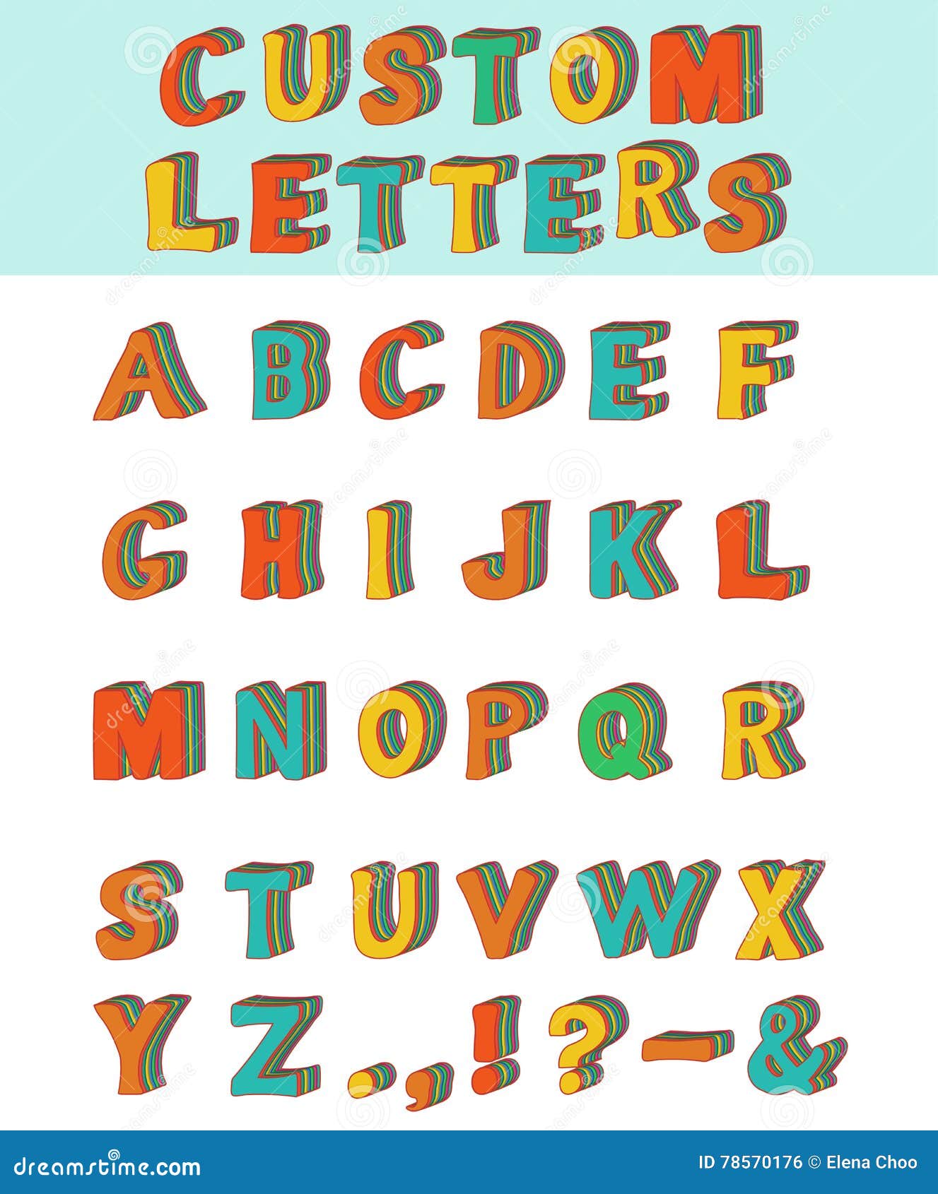 Three-dimensional Layered Custom Children Alphabet Font. Stock Vector ...