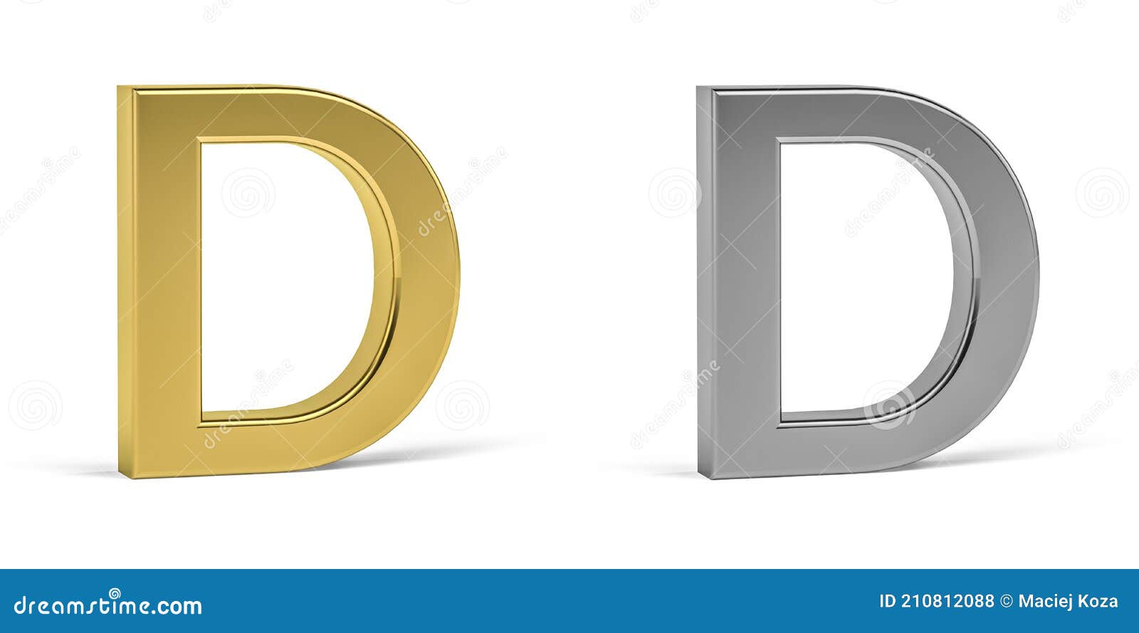 Three Dimensional Letter D Made in Two Types of Materials - Gold ...
