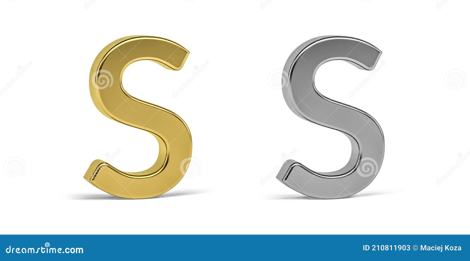 Three Dimensional Letter S Made in Two Types of Materials - Gold ...