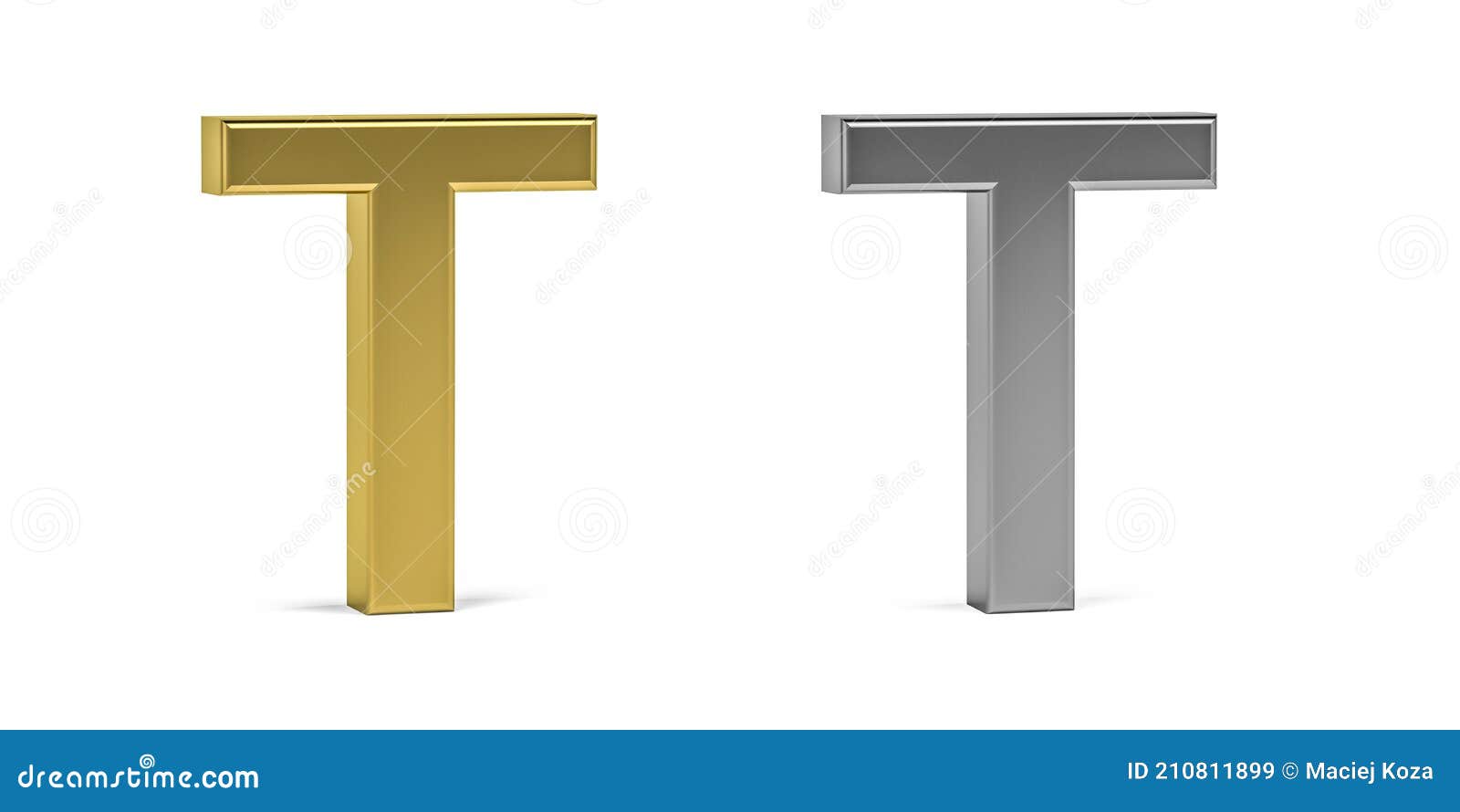 Three Dimensional Letter T Made in Two Types of Materials - Gold ...