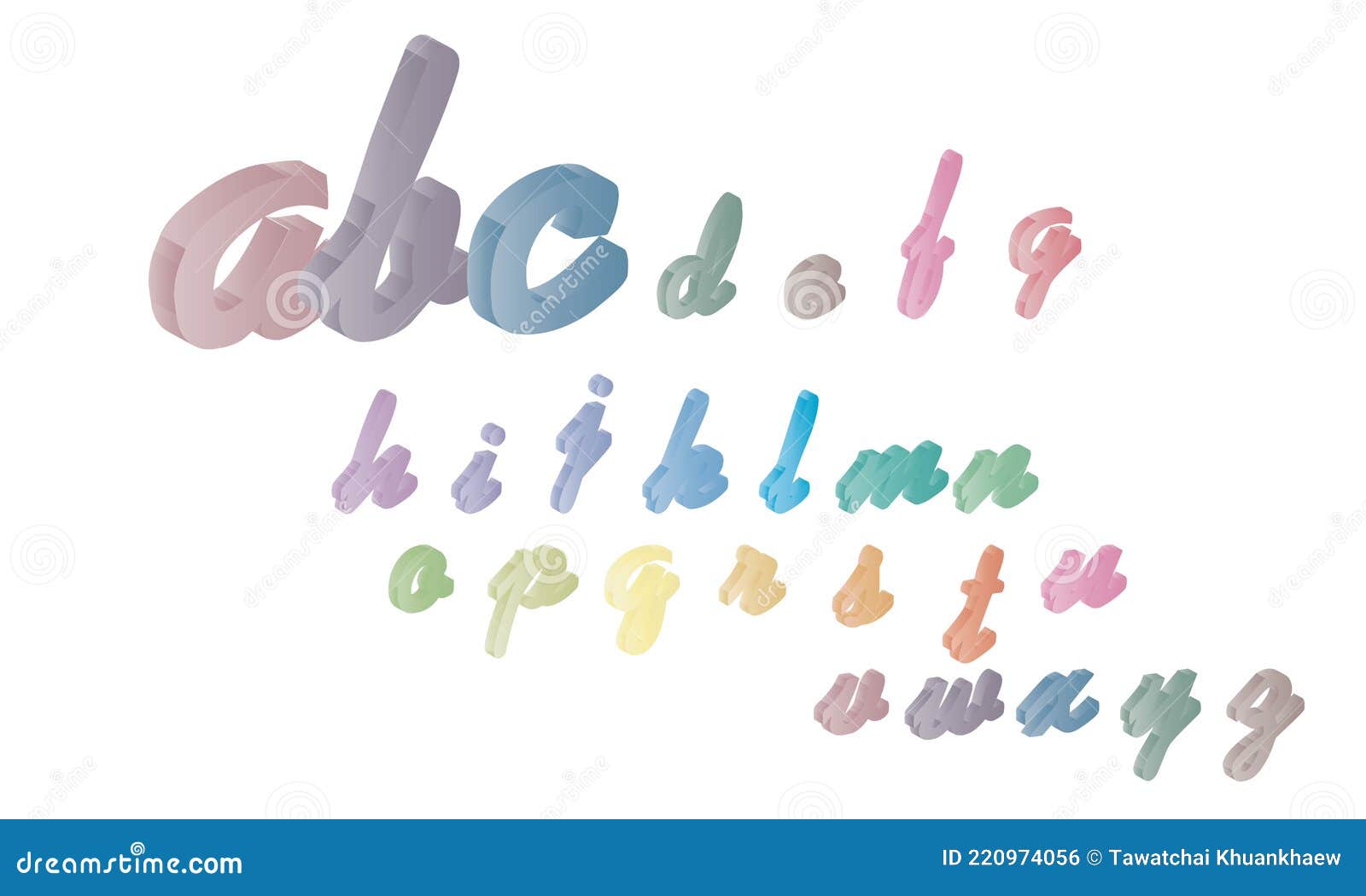 Three-dimensional Lettering Design in Bright Pastel Modern Colors ...