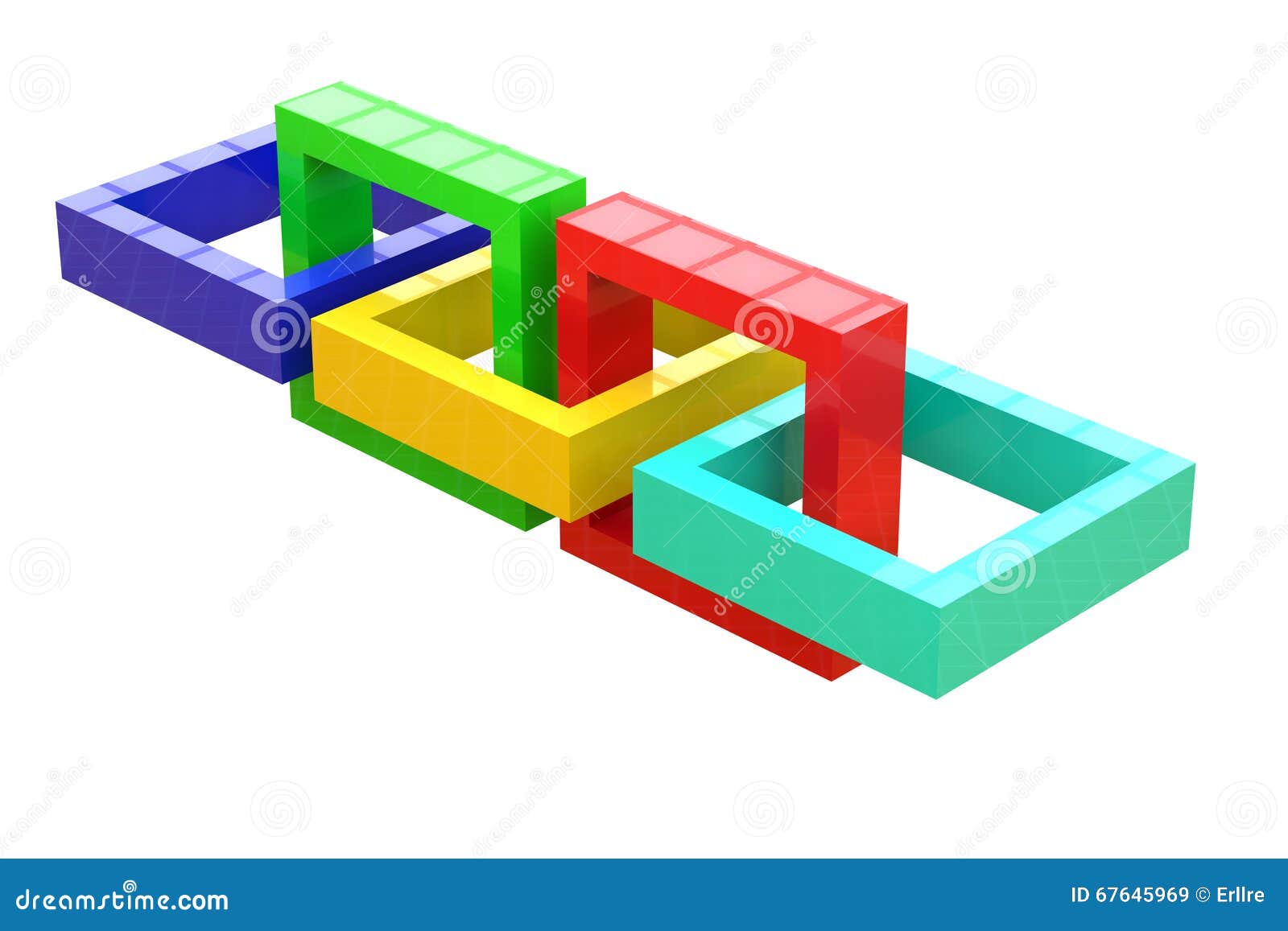Three-dimensional Linked Squares Stock Illustration - Illustration of ...