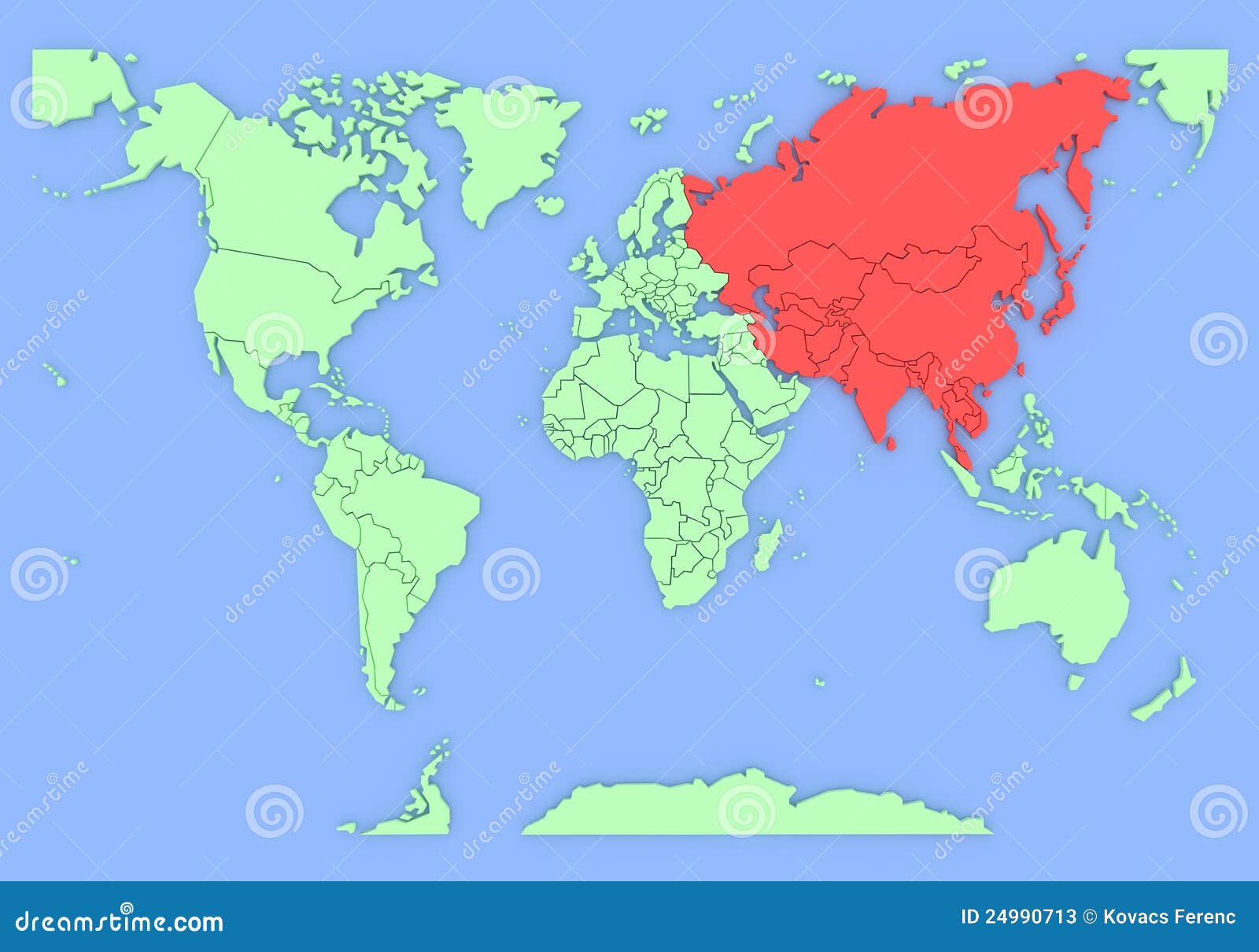 Three-dimensional Map Of Asia Isolated. 3d Stock Photos - Image: 24990713