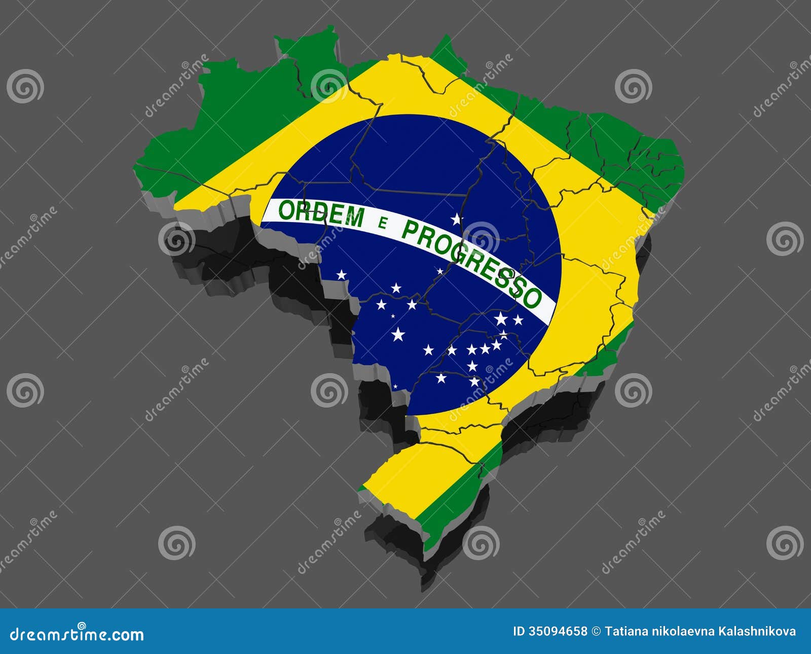 Three-dimensional Map of Brazil. Stock Illustration - Illustration of ...