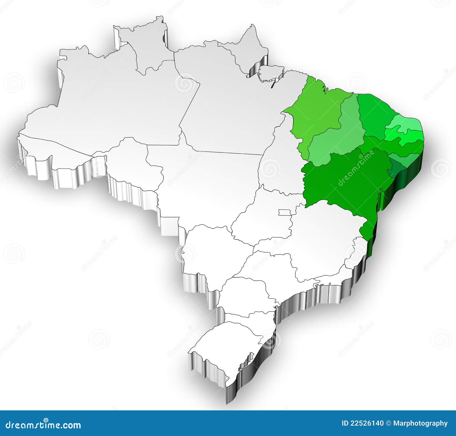 Three Dimensional Map of Brazil with North Region Stock Illustration ...