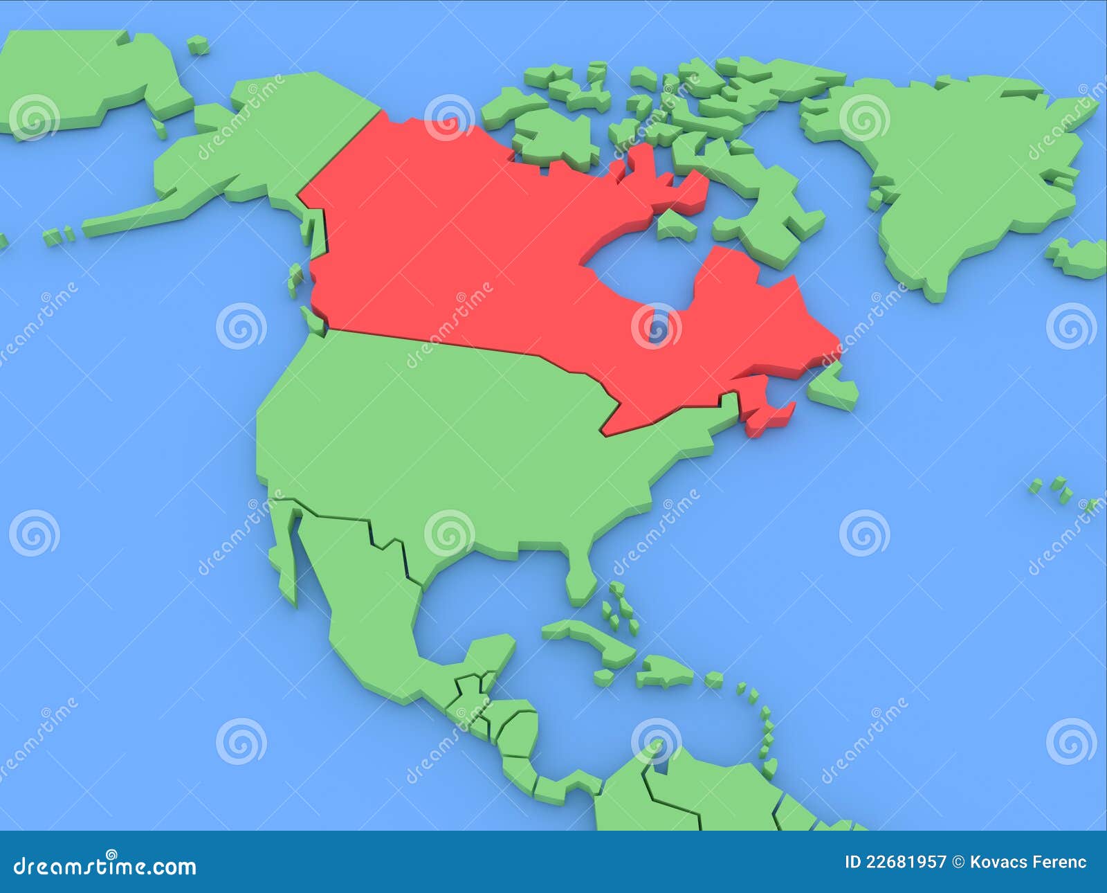 Three-dimensional Map of Canada Isolated. 3d Stock Illustration ...
