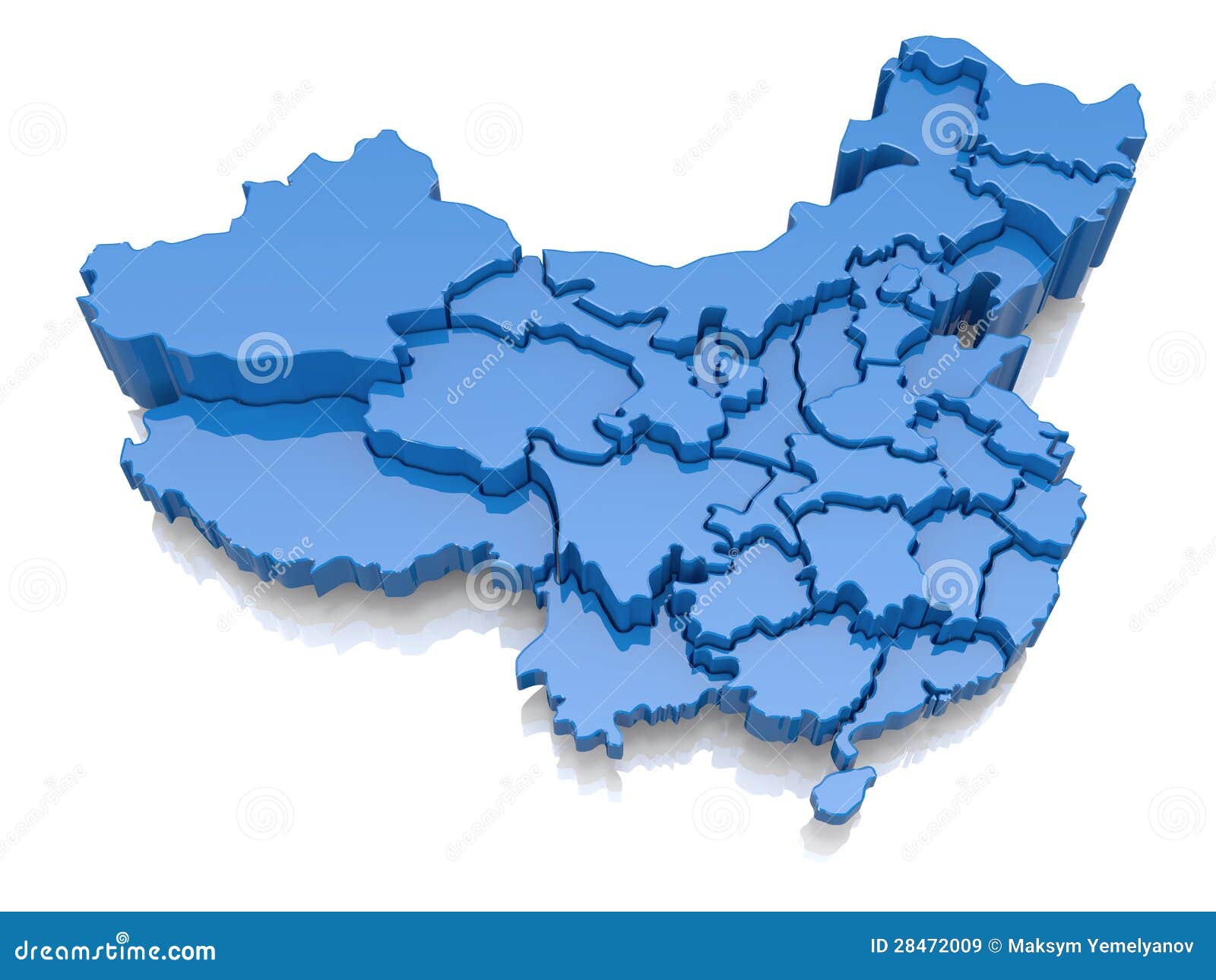 Three-dimensional Map of China Stock Illustration - Illustration of ...