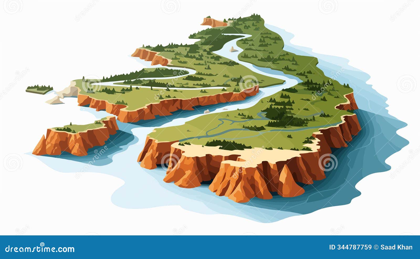 Three-Dimensional Map of Cyprus with Dividing Line Stock Vector ...