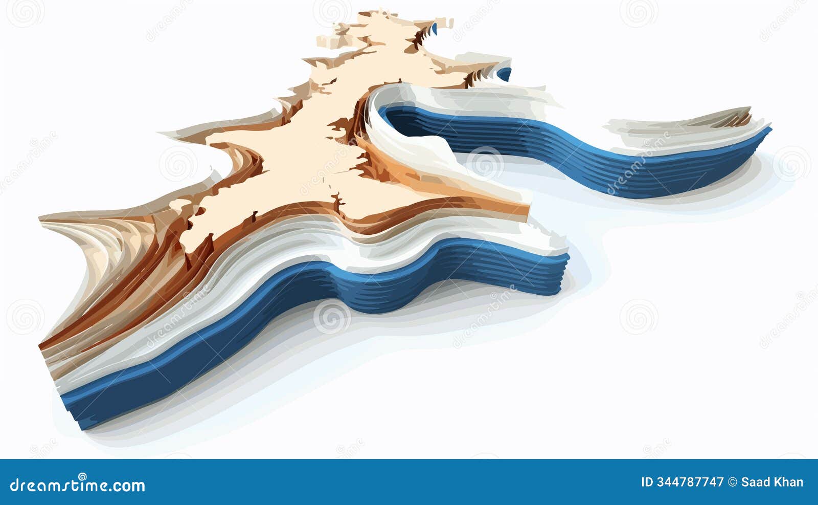 Three-Dimensional Map of Cyprus with Dividing Line Stock Vector ...