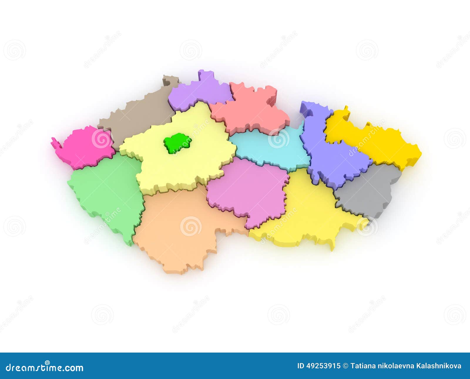 Three-dimensional Map of Czech Republic. Stock Illustration ...